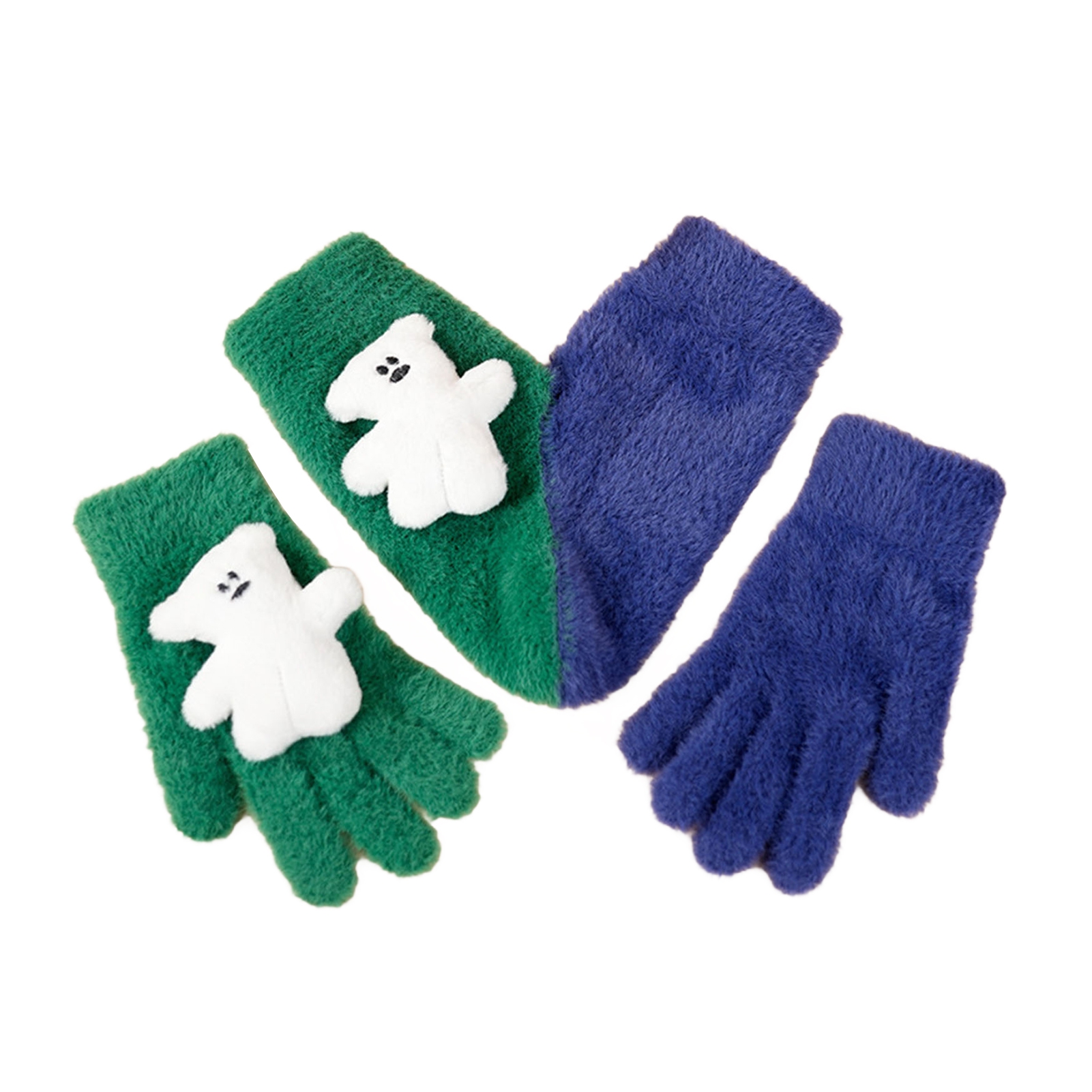 Hand Grip Mittens Knitted Plush Couple Gloves Cartoon Decor Screen ...