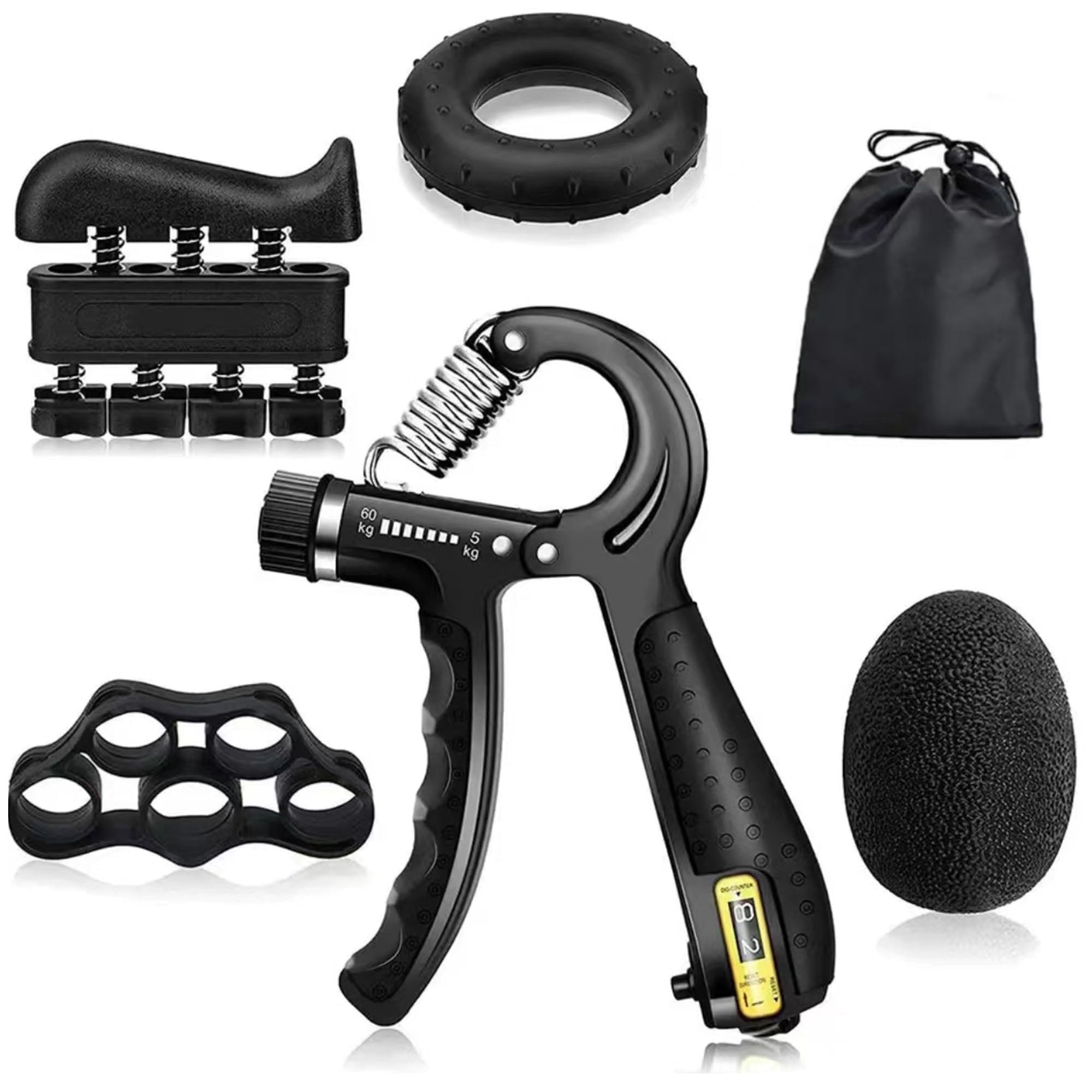 Hand Grip Strengthener 7 Pack Adjustable Hand Gripper, Finger Stretcher ...