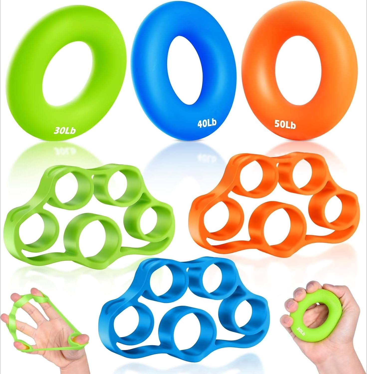 Hand Grip Strengthener, Finger Exerciser, Grip Strength Trainer (6 PCS ...