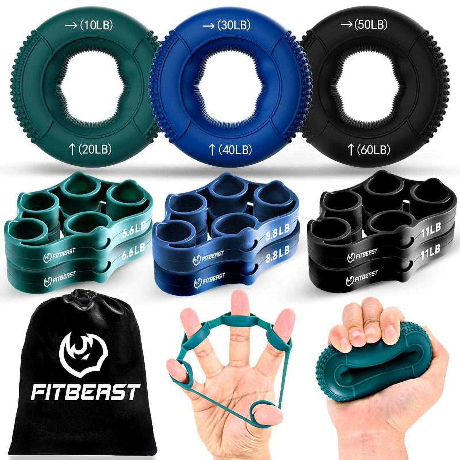 Hand Grip Strengthener Workout Kit (5 Pack) Forearm Grip Adjustable ...