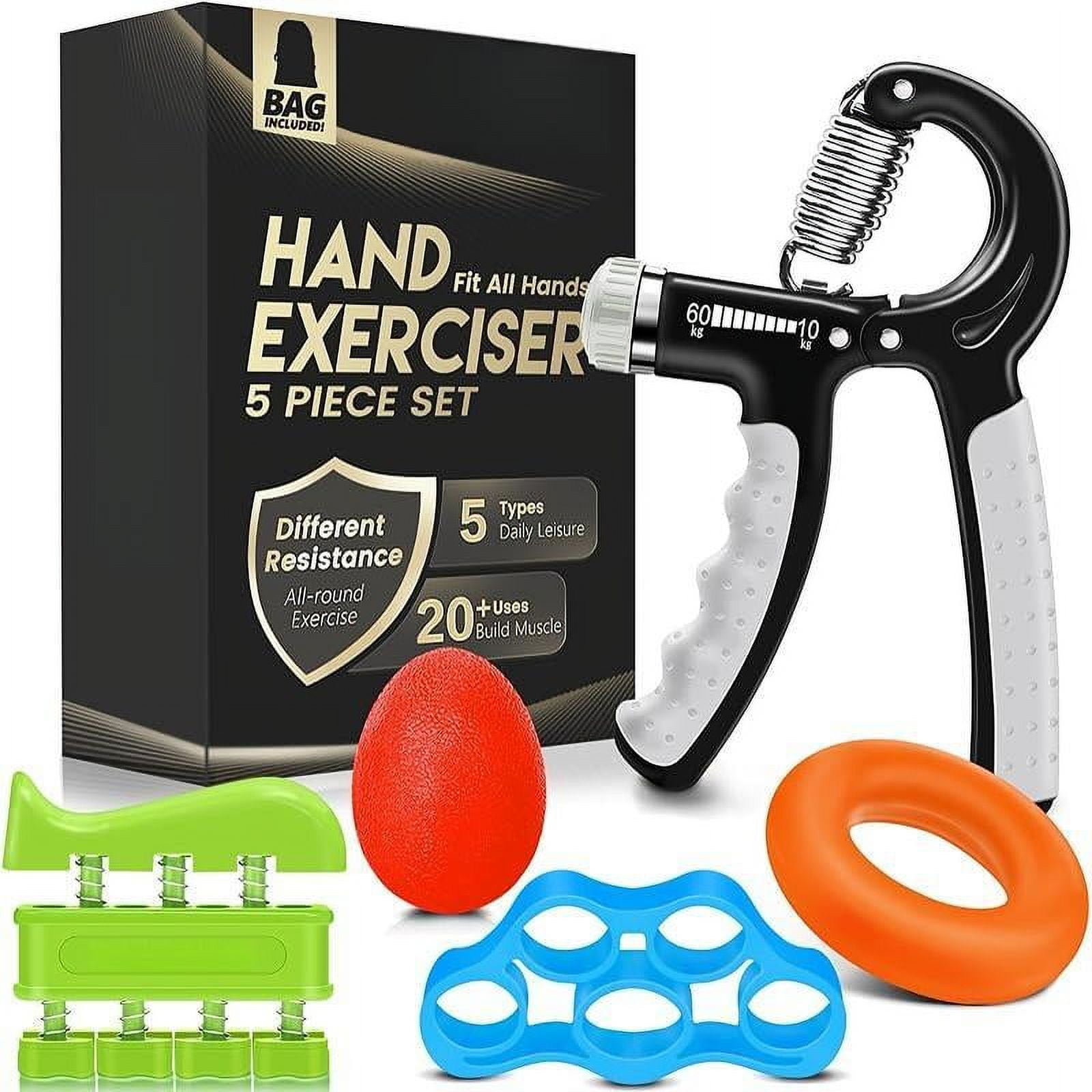 Hand Grip Strengthener Workout Kit (5 Pack), Forearm Grip Adjustable ...