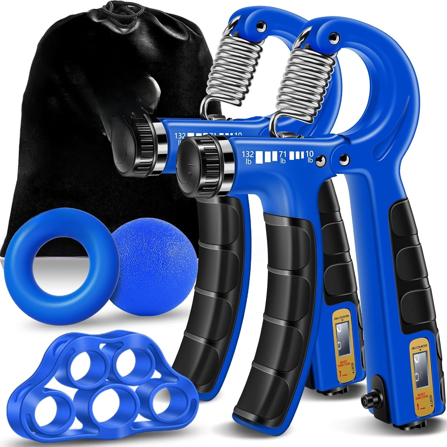 Hand Grip Strengthener Workout Kit, Forearm Grip Adjustable Resistance ...