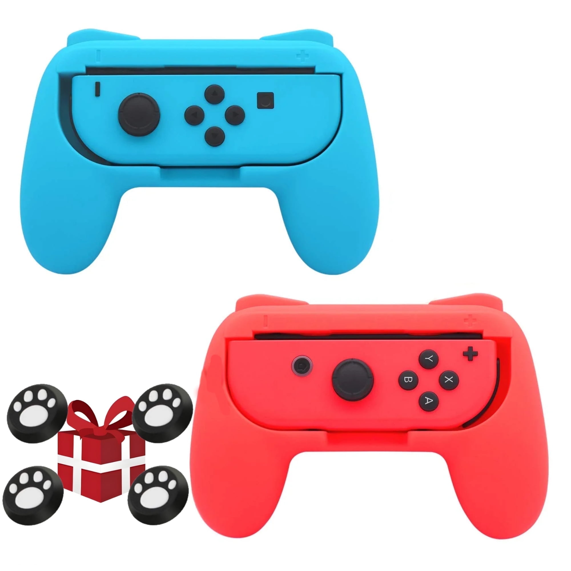 E Eyafa Red Joycon Grip for Nintendo Switch, 2 Pack and 4 thumb caps ...