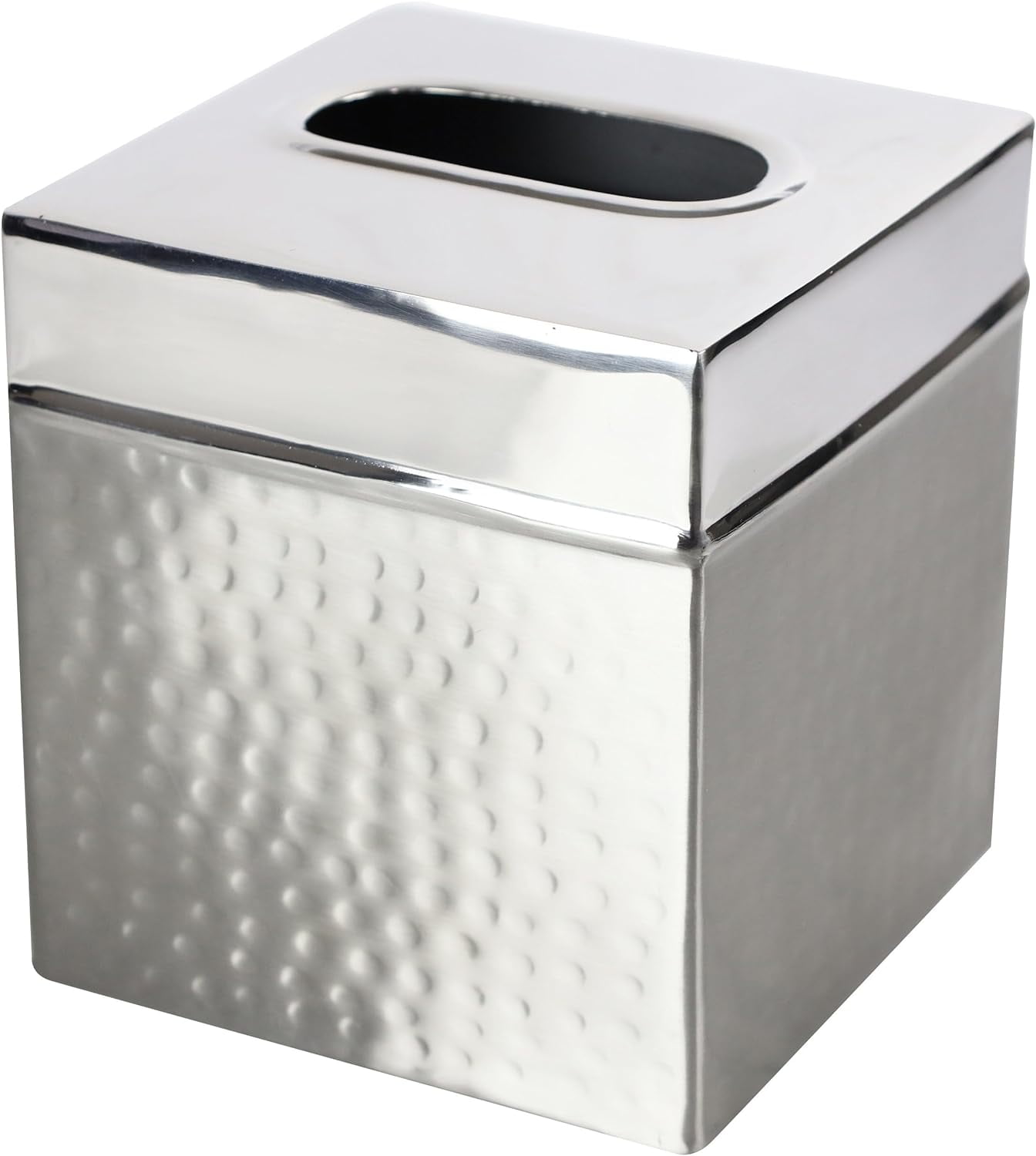 Hand Hammered 2 tone Tissue Box Cover durable and heavy Stainless Steel ...