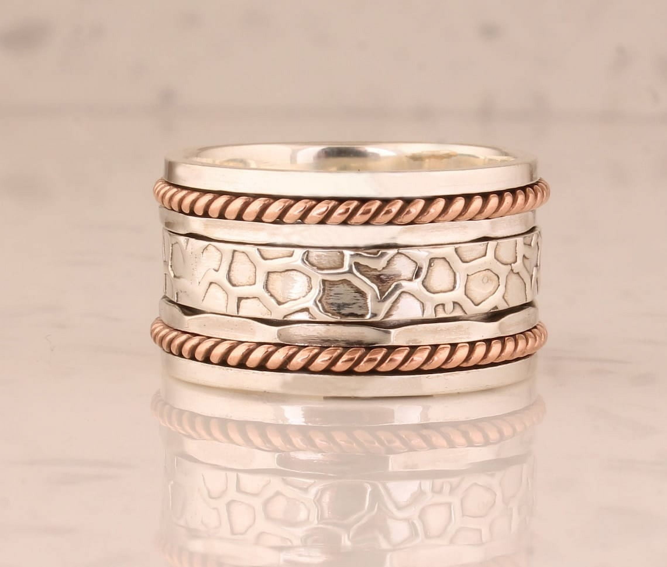 Hand-Hammered 925 Sterling Silver Spinner Ring for Women – Anxiety ...
