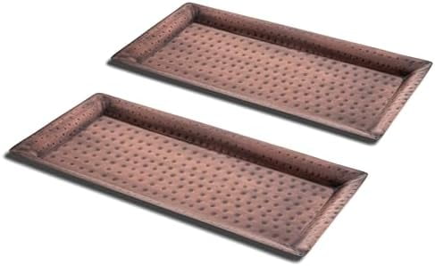 Hand Hammered Metal Serving Tray, 12-Inch Antique Copper Finish ...