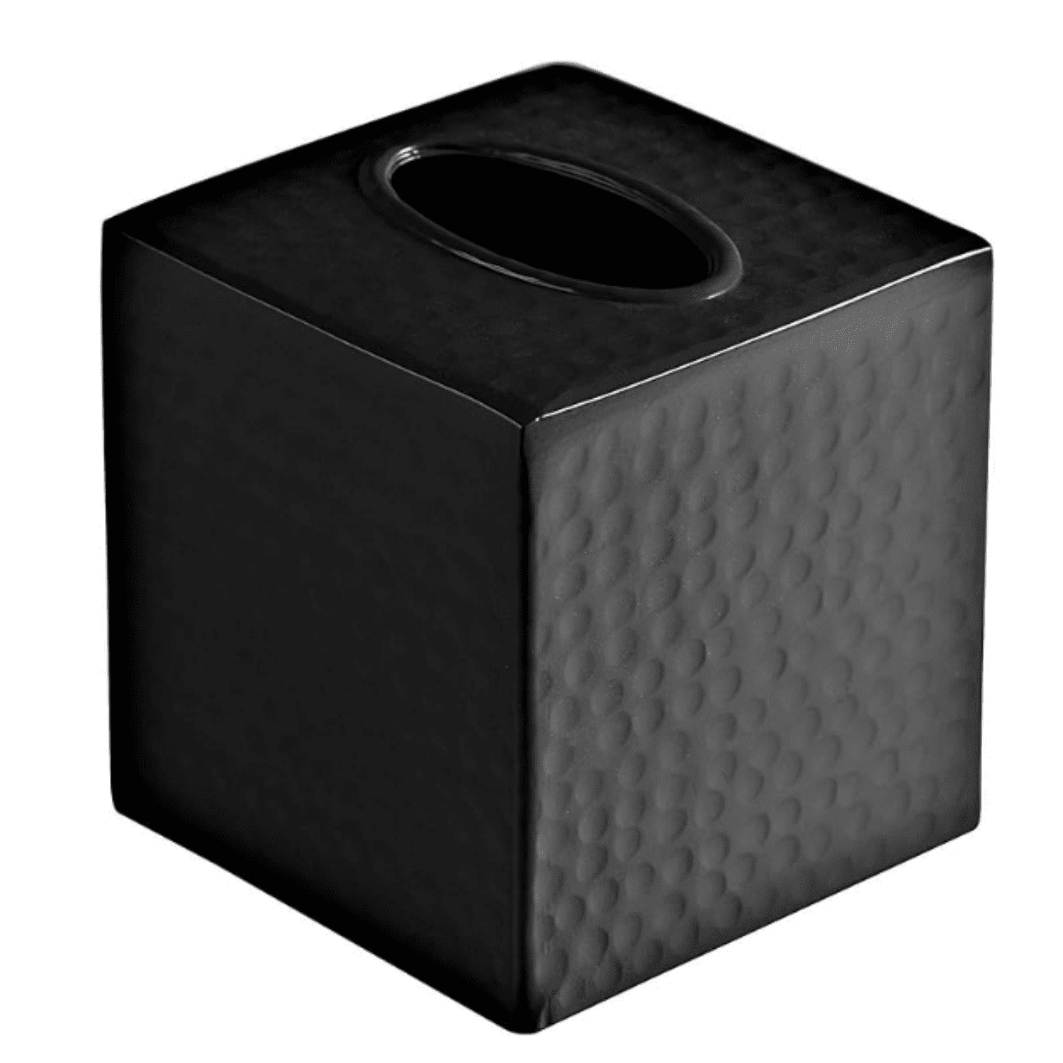 Hand Hammered Tissue Box Cover Square, Matte Black Tissue Holder for ...
