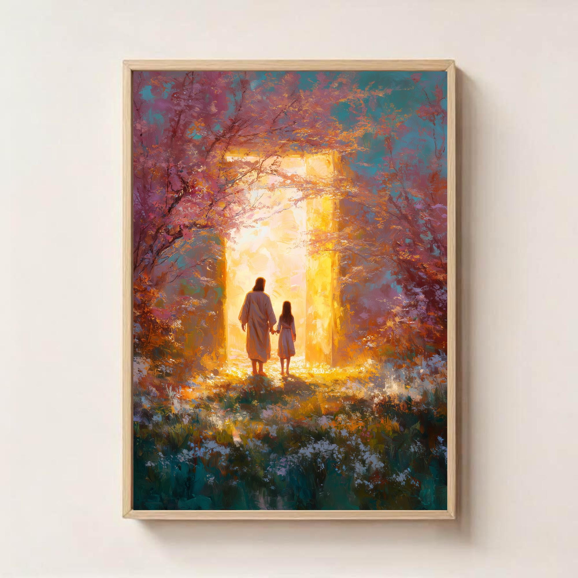 Hand In Hand To Eternity, Jesus Art Print, Jesus With A Girl, Christian ...