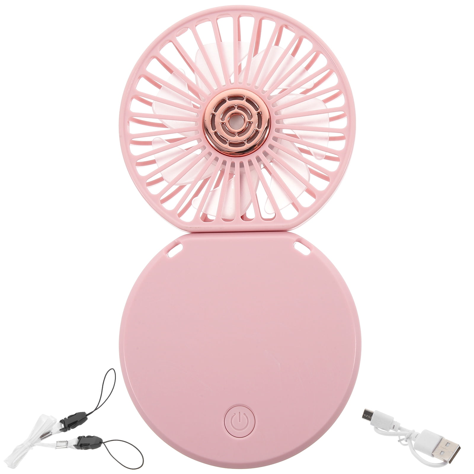Hand Held Fans Portable Folding for Women Electric Crank Wearable Pink ...