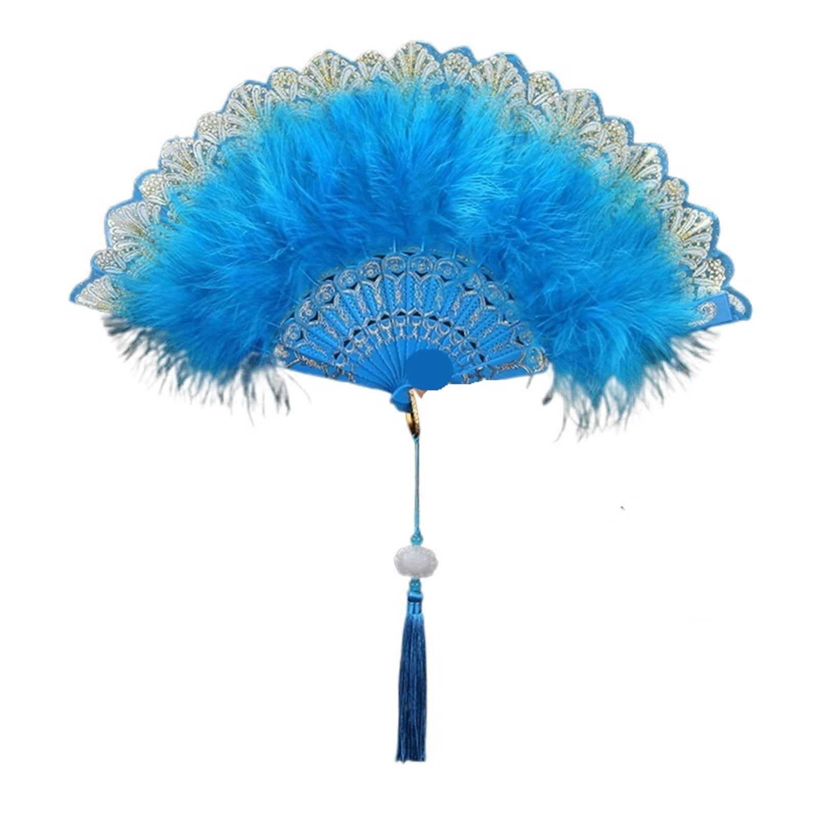 Hand Held Feather Folding Fans Soft Wedding Party Gift Girls Dance Lace ...