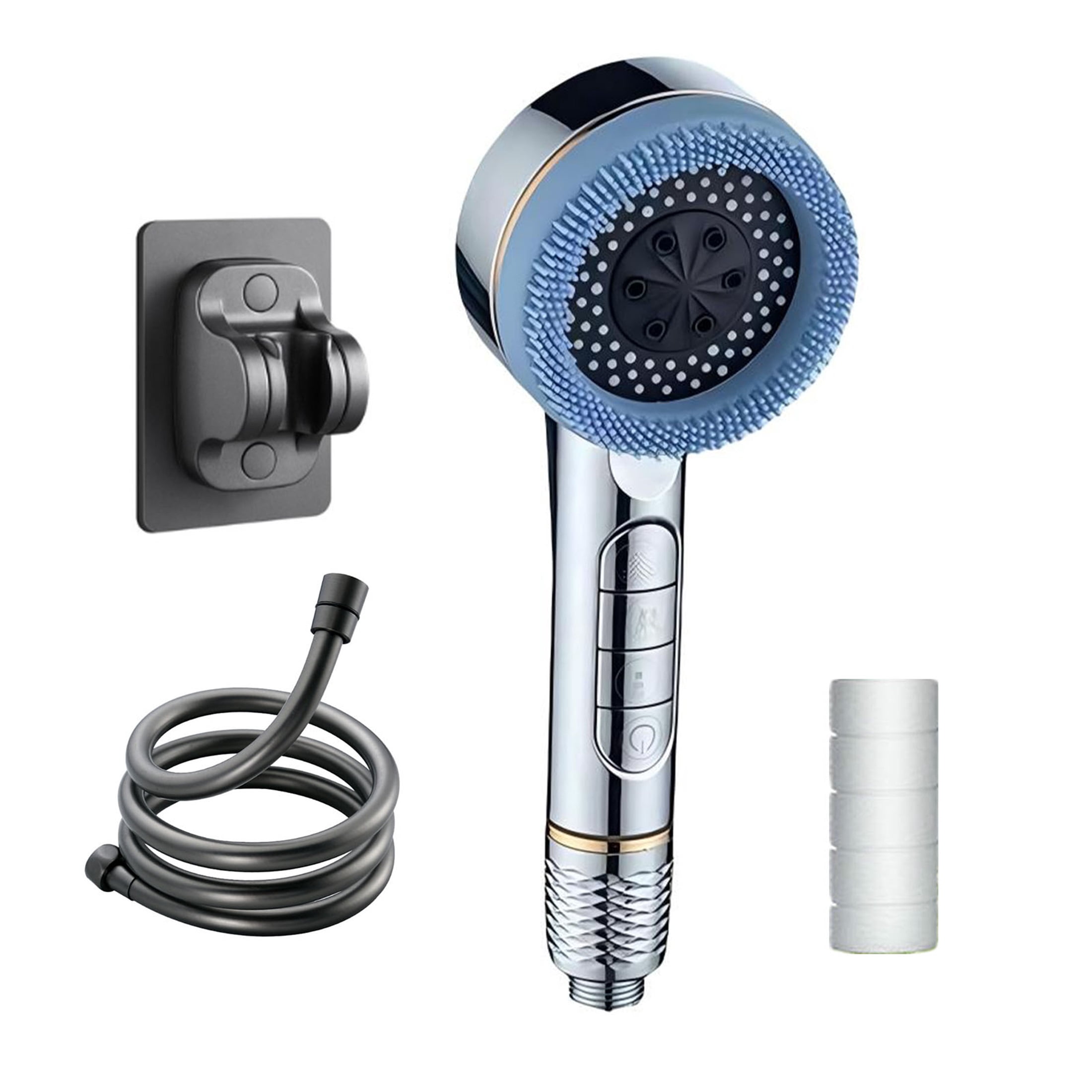 Hand-Held Filter Showerhead with Silicone Massage Brush Pressurized ...