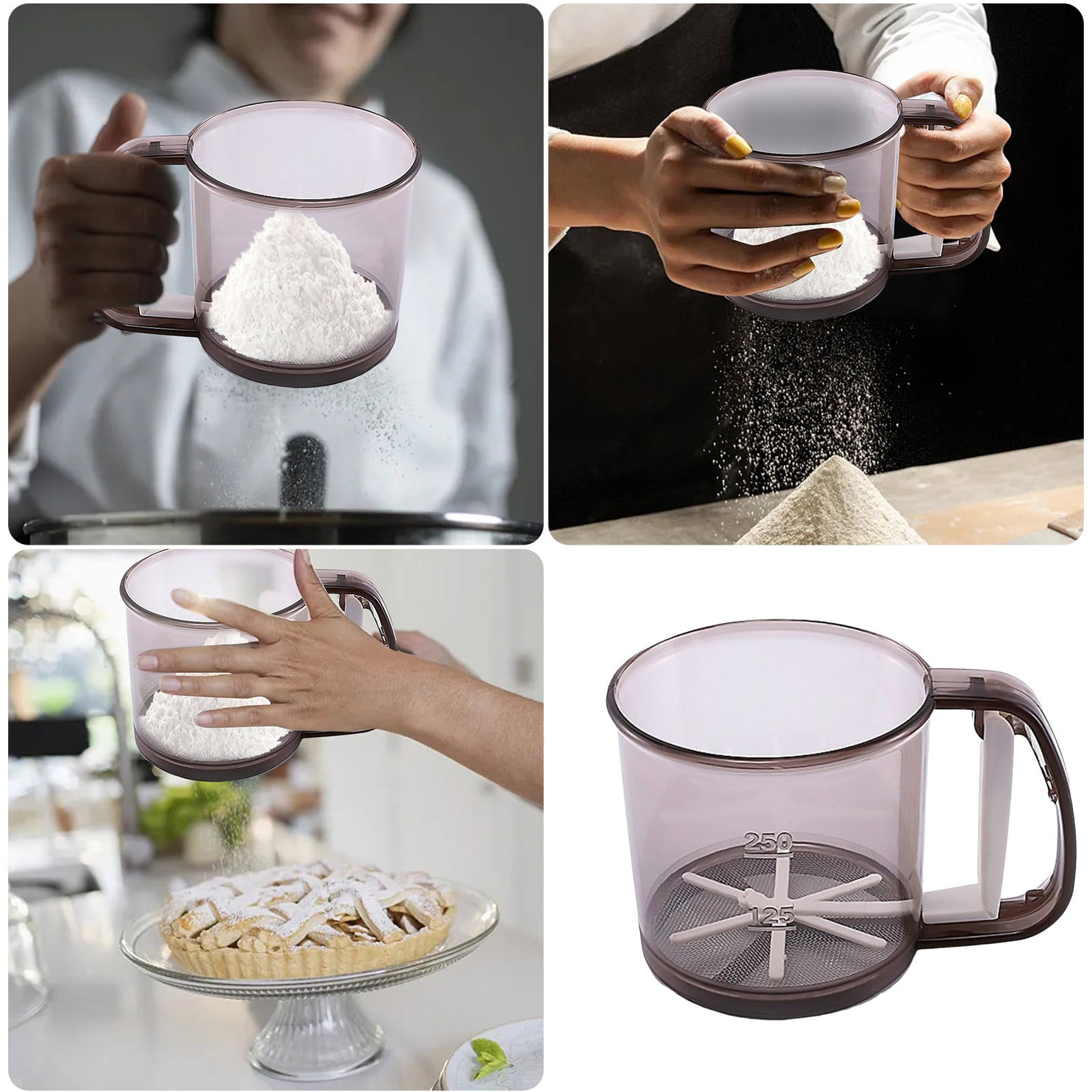 Hand Held Flour Cup Stainless Steel Baking Utensils Flour Semi ...