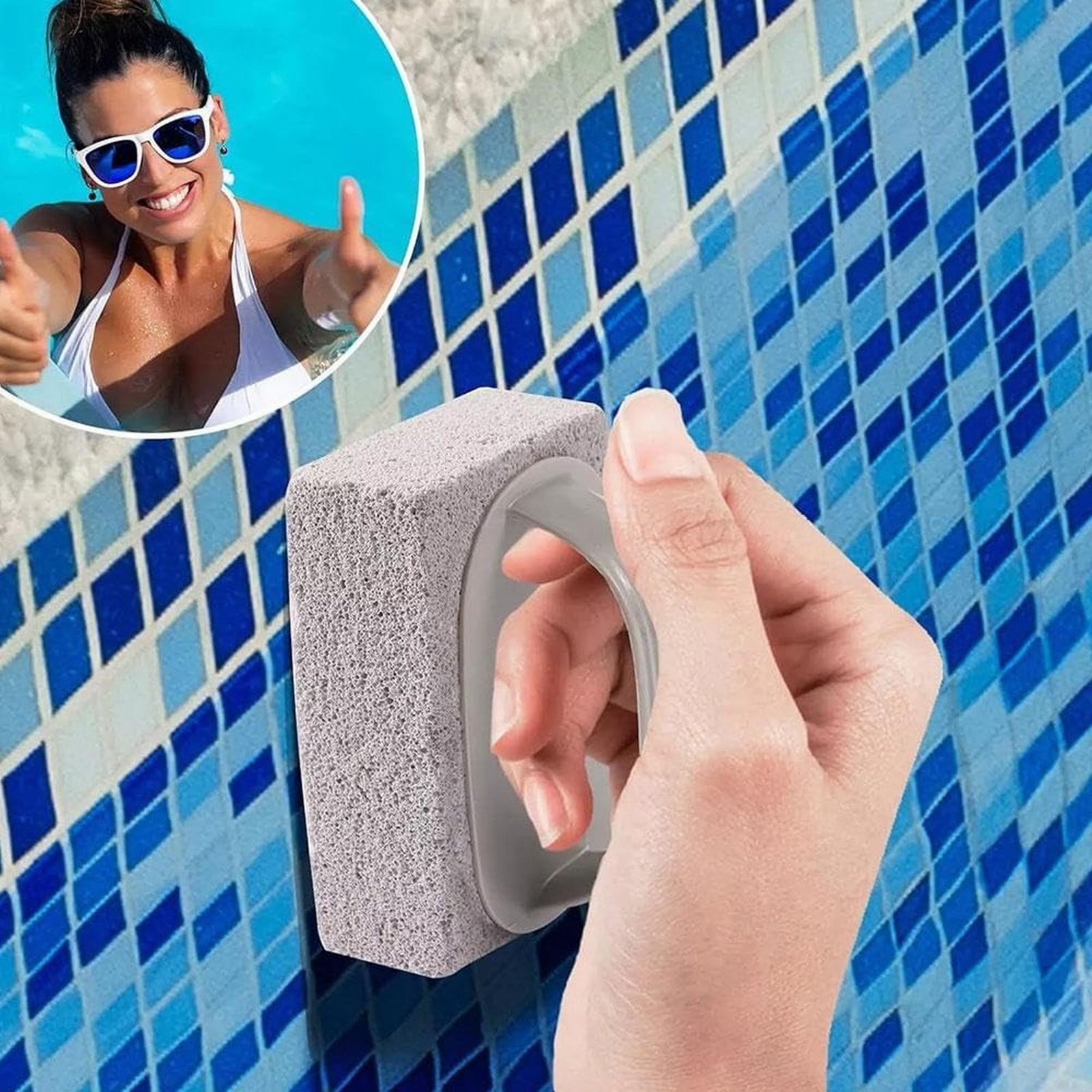 Hand-Held Pools Pumice Stone, Pool Cleaning Block with Handle, Swimming Pumice Pool Tile Stone ...