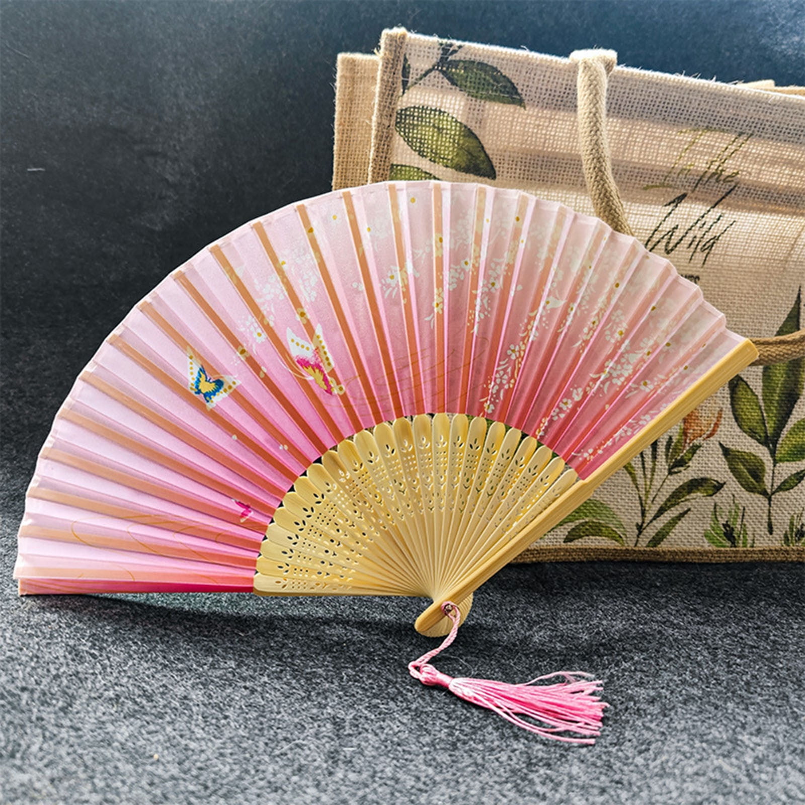 Hand Held Silk Folding Fans with Bamboo Frame - Oriental Chinese ...