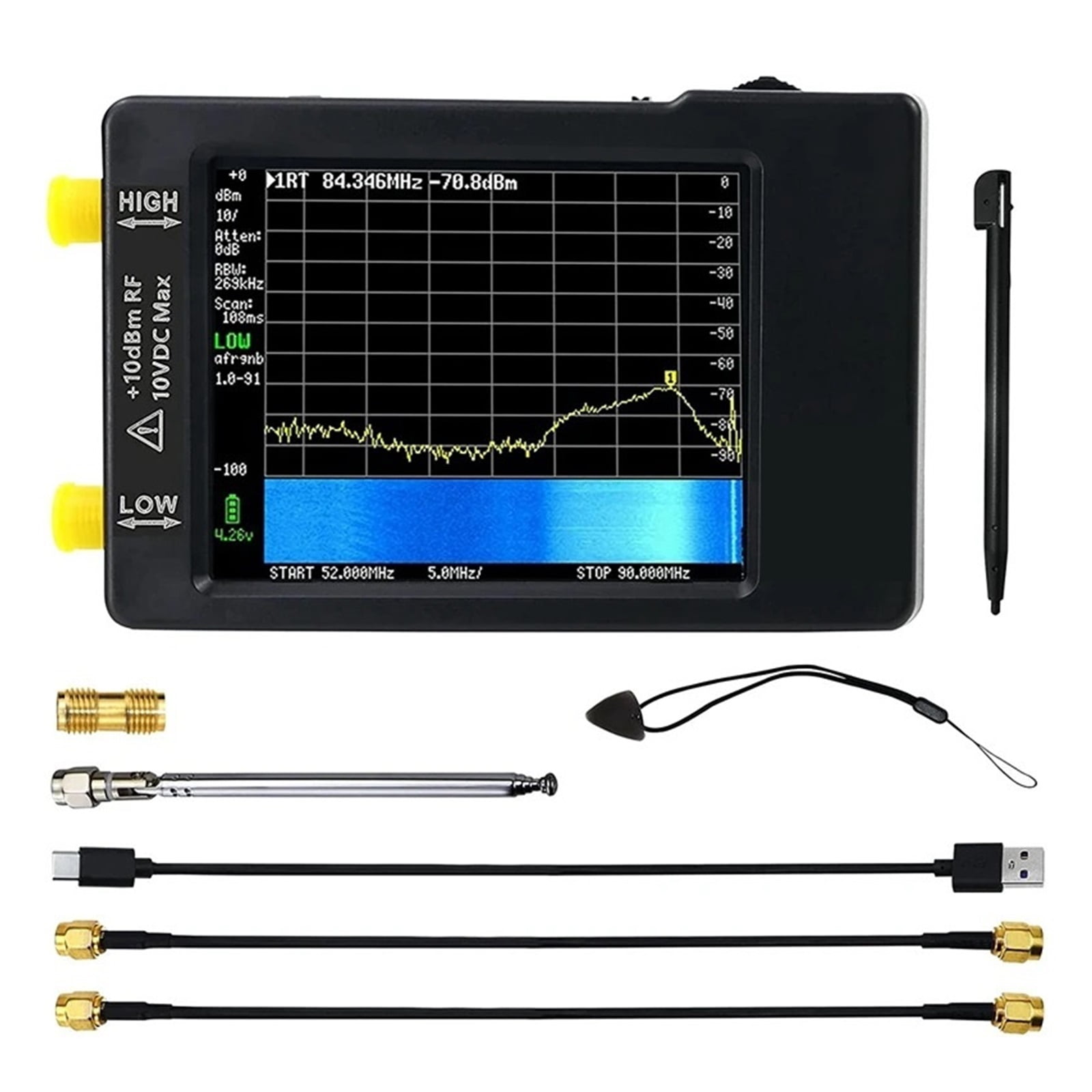 Hand Held Spectrum Analyzer 2.8" Display 100kHz To 960MHz With ESD ...