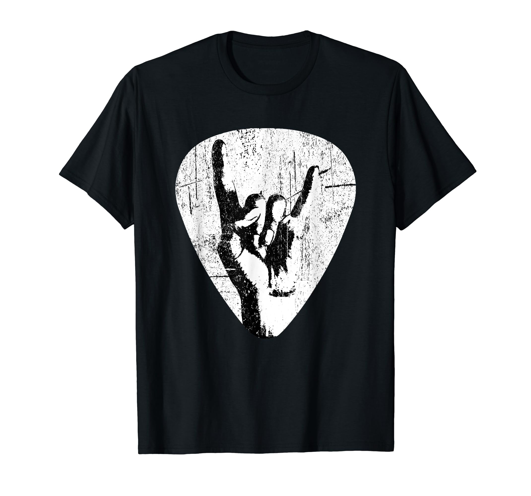 Hand Horns Punk Rock Shirt Guitar Pick Bass Drum Distressed T-Shirt ...