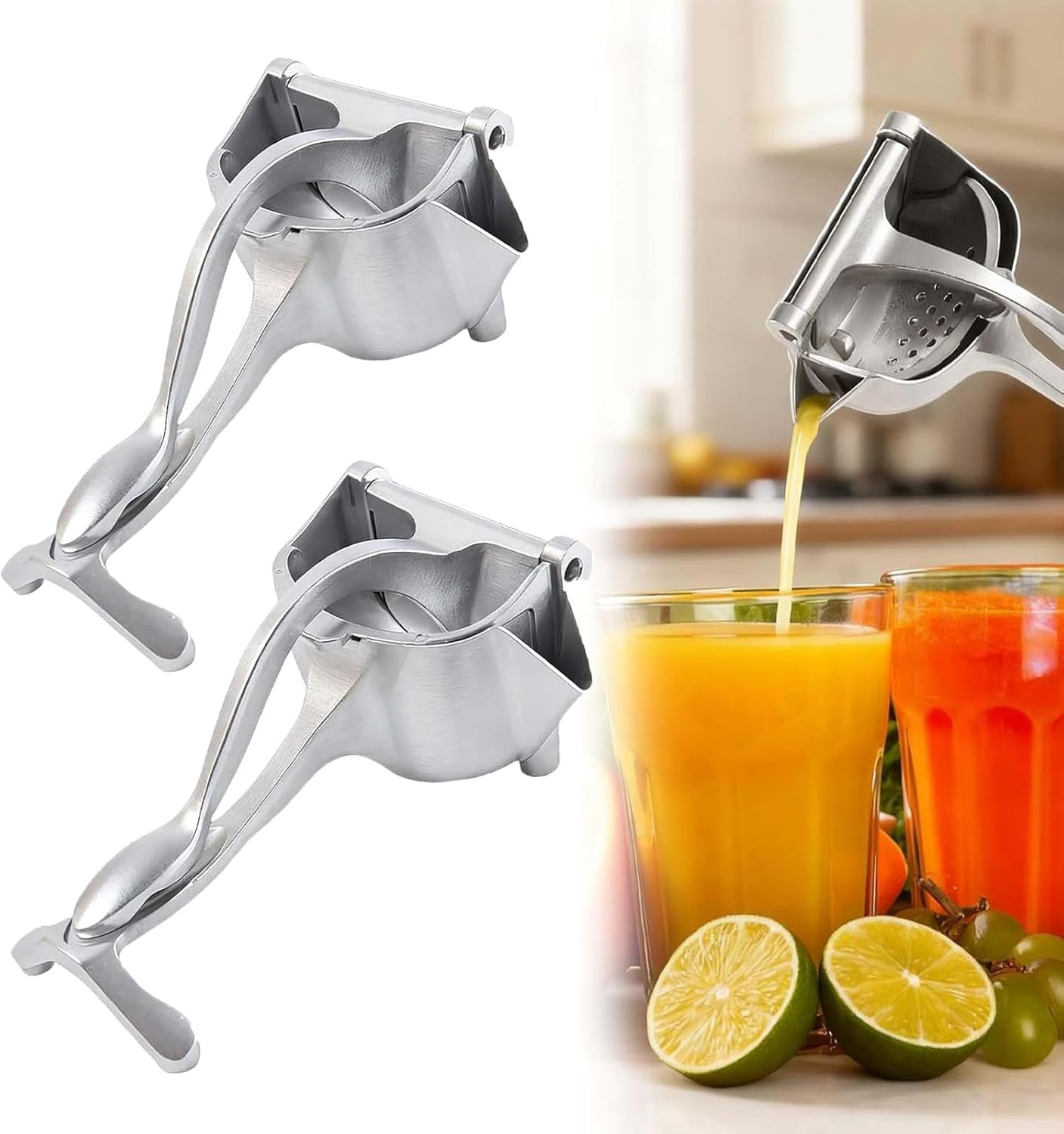 Hand Juicer Squeezer- Aluminum Manual Press Juicer, Portable Stainless ...