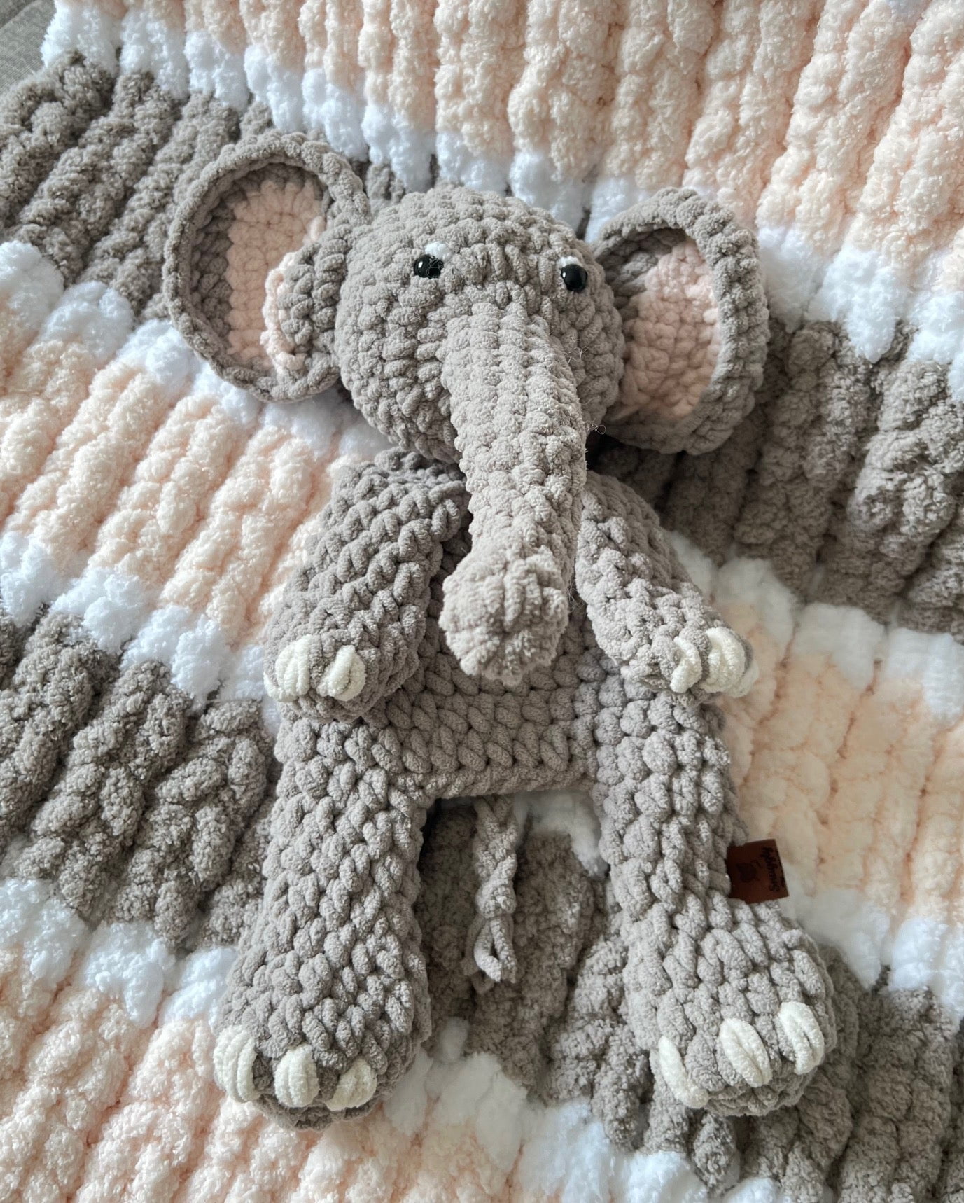 Hand-Knit Elephant Snuggler | Soft & Cuddly Chunky Knit Plush Toy ...