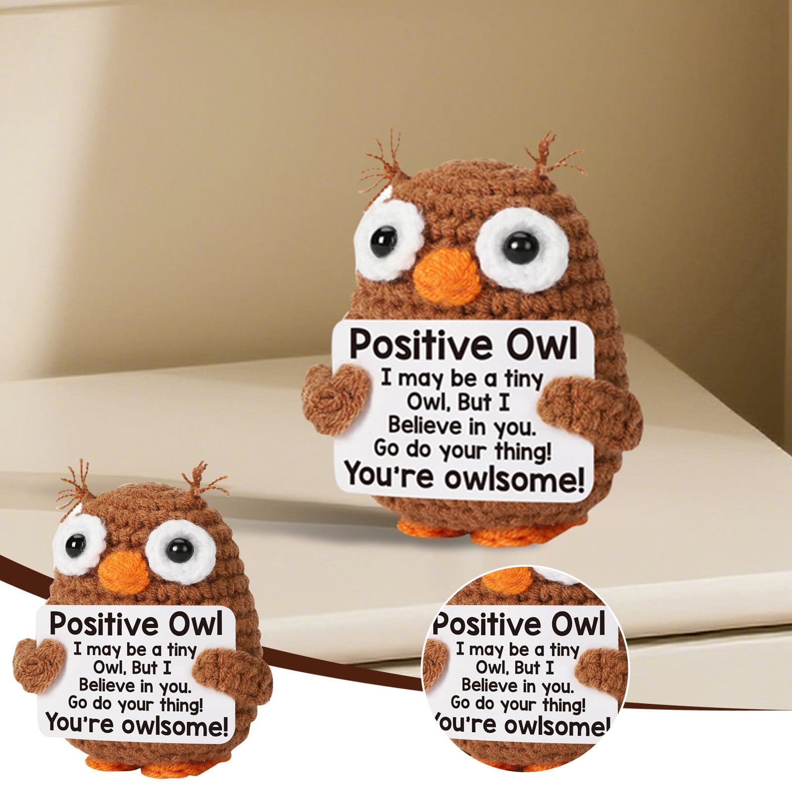 Hand-Knit Positivity Doll in Decorative Pot - Emotional Support Crochet ...
