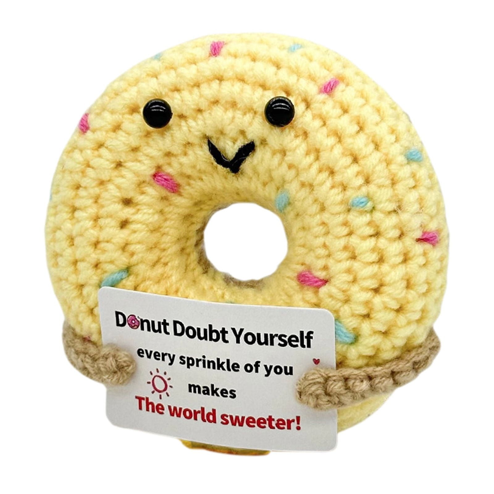 Hand-Knit Positivity Doll in Decorative Pot - Emotional Support Crochet ...