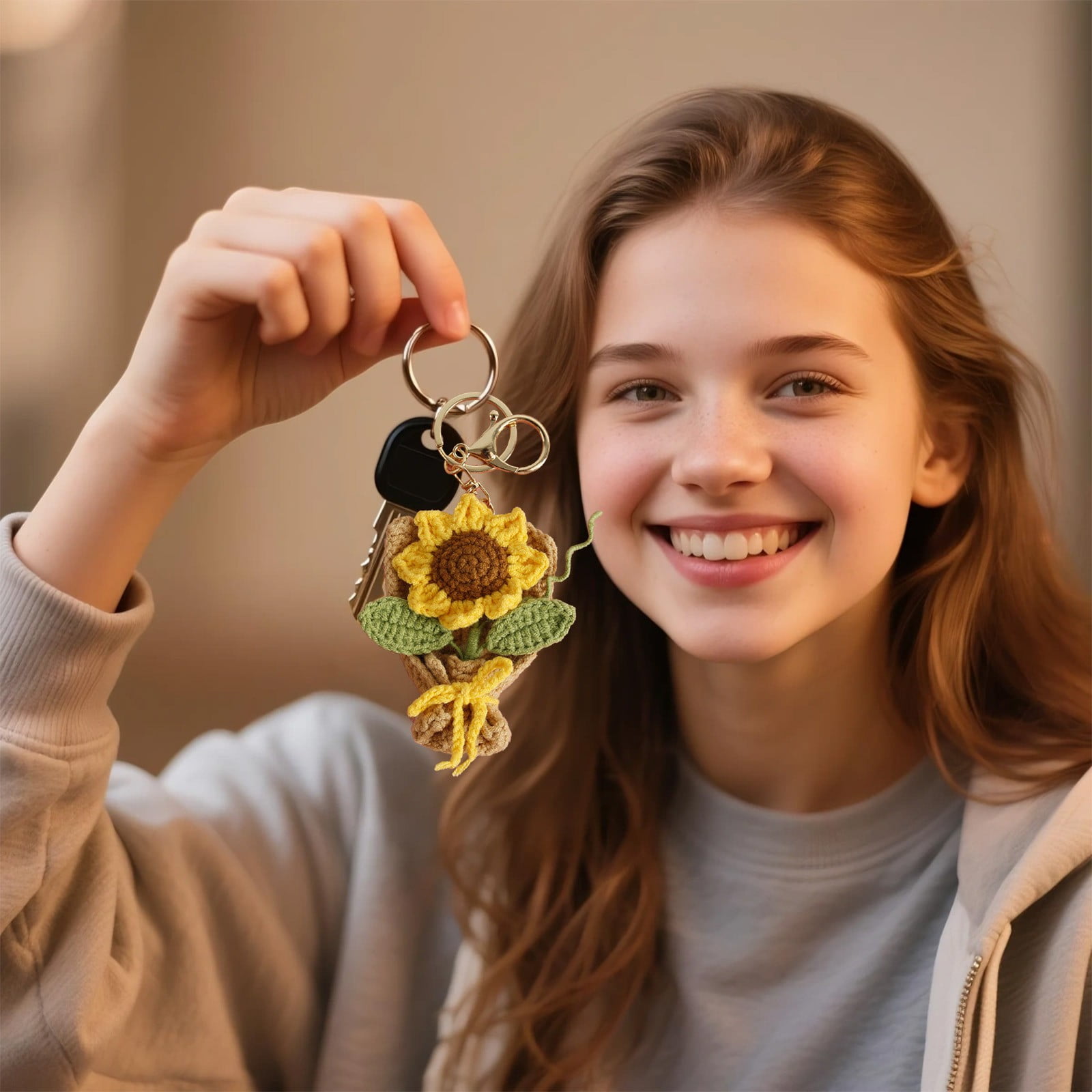 Hand Knitted Crochet Flower Bouquet Pendant Ornament | Sweet Valentine ...