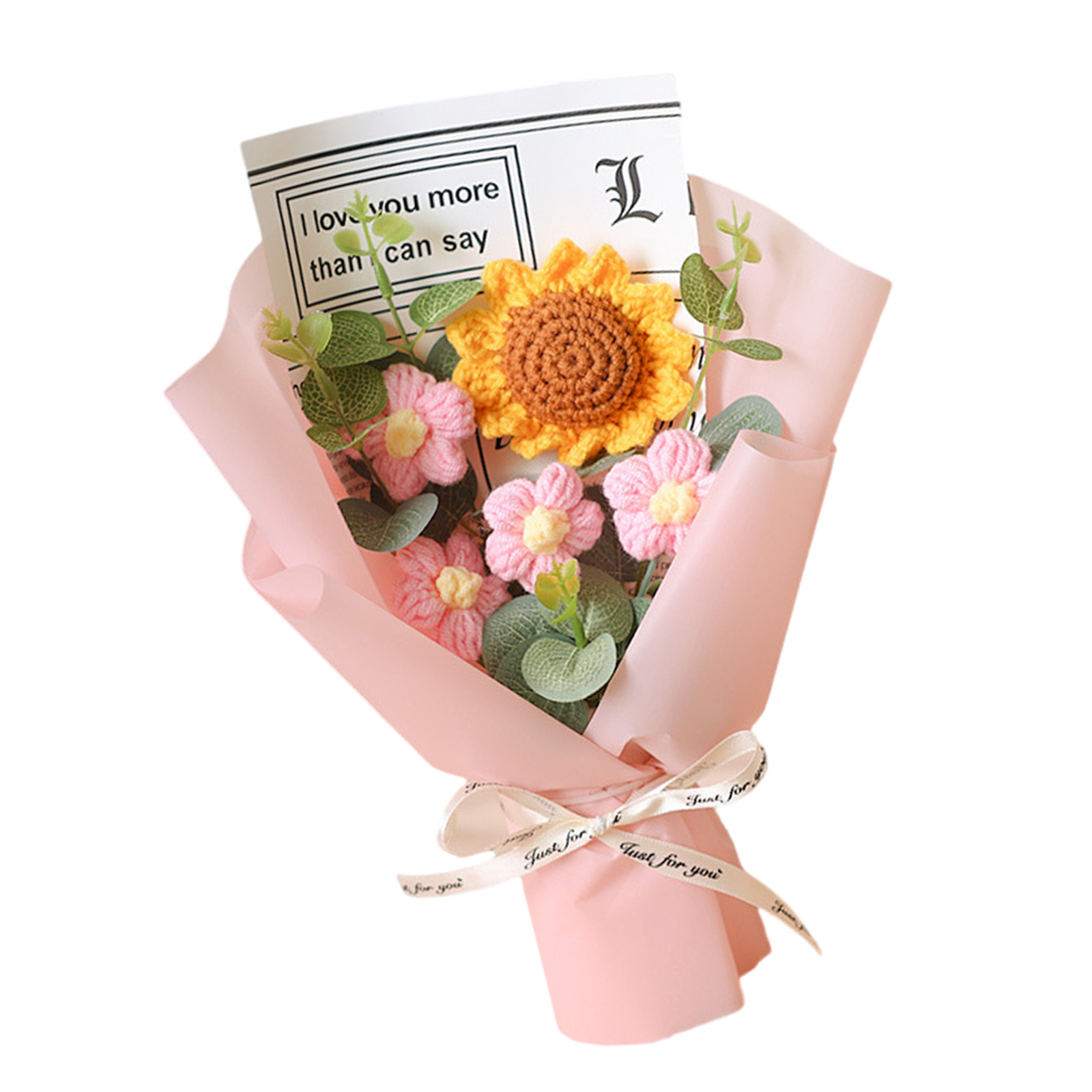 Hand Knitted Flower Yarn Bouquet Friendly Crochet Artificial Flower ...