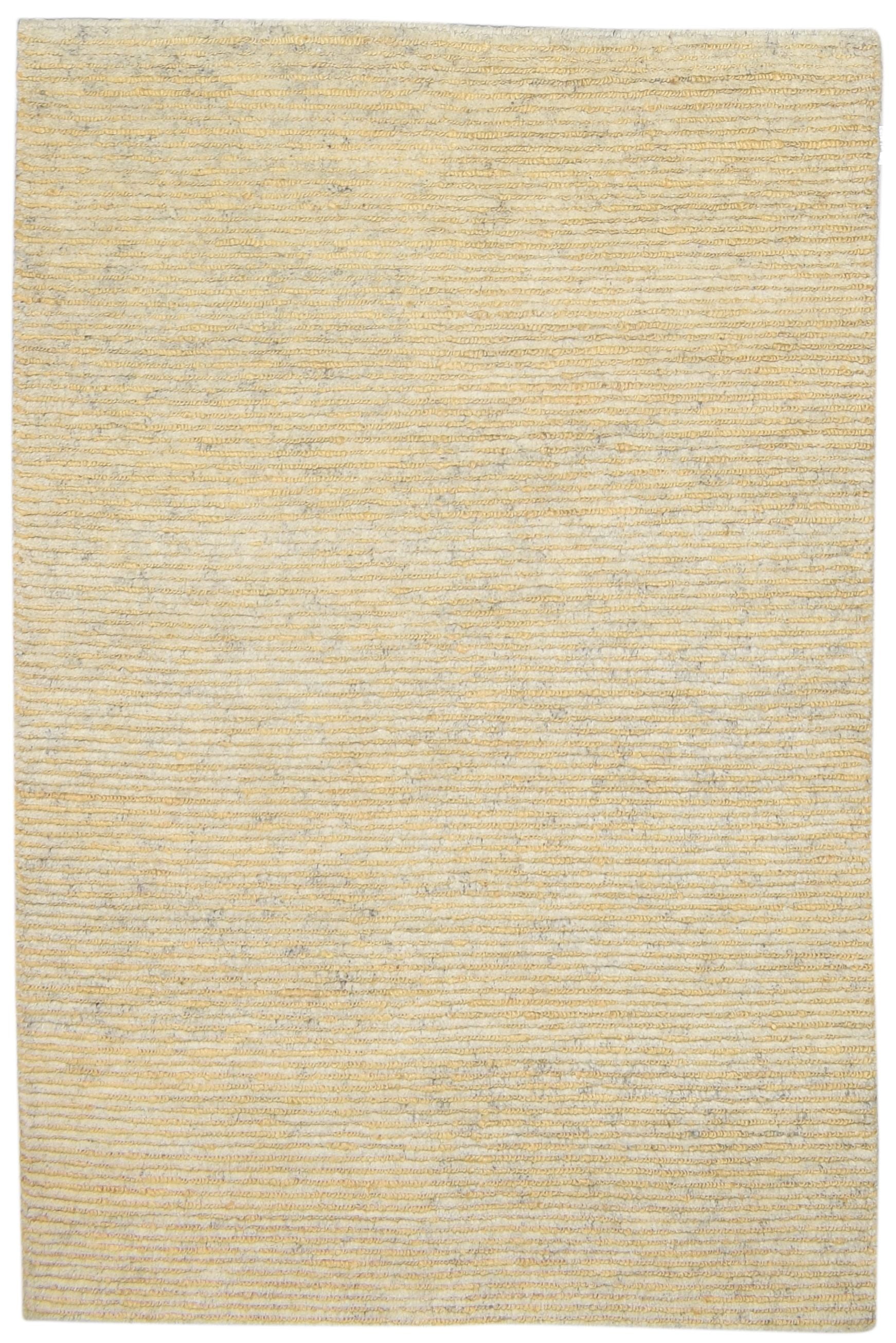 Hand Knotted Beige Wool / Jute Rug 4X5 Modern Scandinavian Striped Room ...
