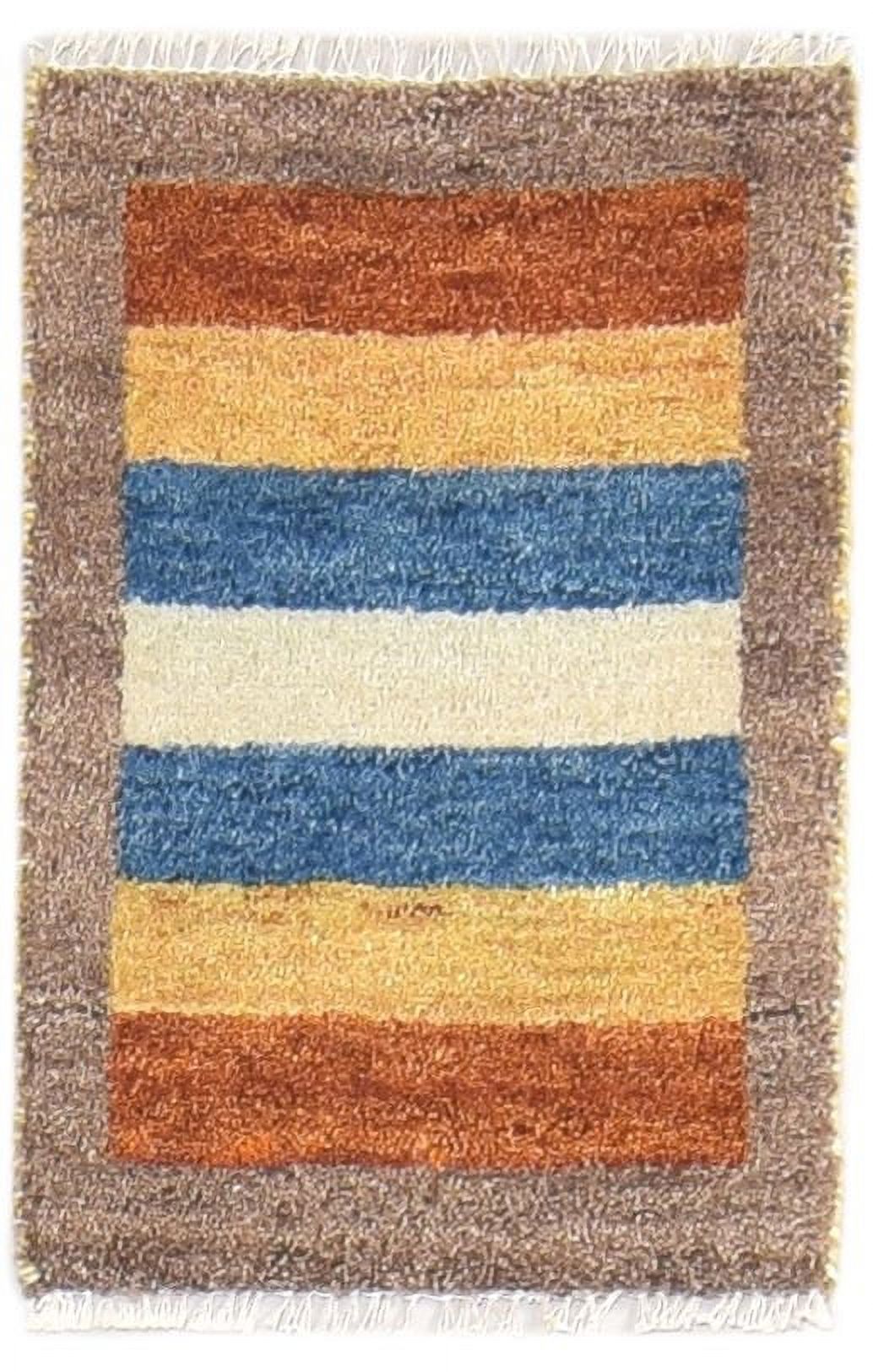 Hand Knotted Multi Color Wool Rug 1X2 Persian Gabbeh Southwestern Small ...