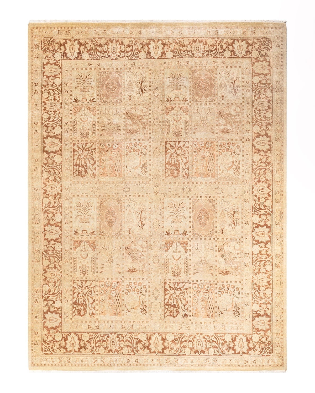 Hand-Knotted Wool Oriental Traditional Ivory Area Rug 8' 4" x 11' 2 ...