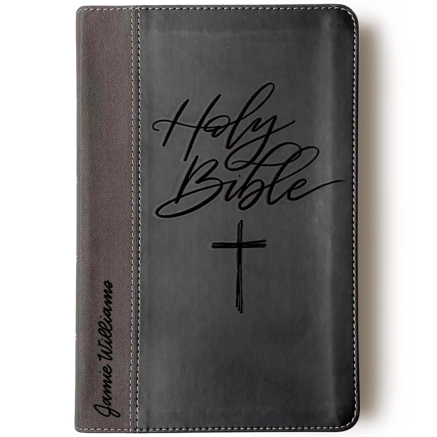 Hand Lettered and Laser Engraved NIV Black/Gray Leathersoft Bible ...