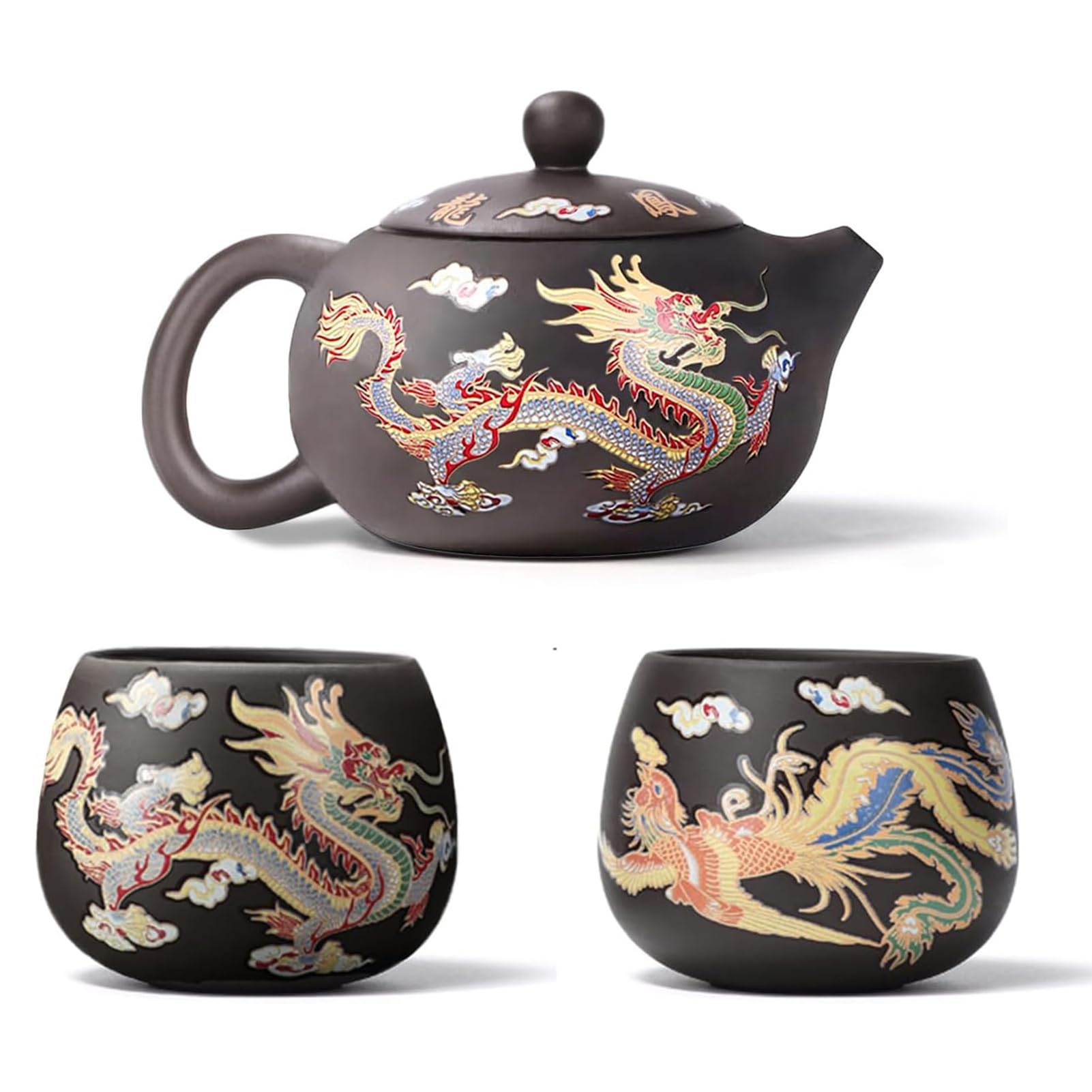 Hand-Made Dragon, Small Tea Kettle, and Phoenix Teapot, Color-Changing ...