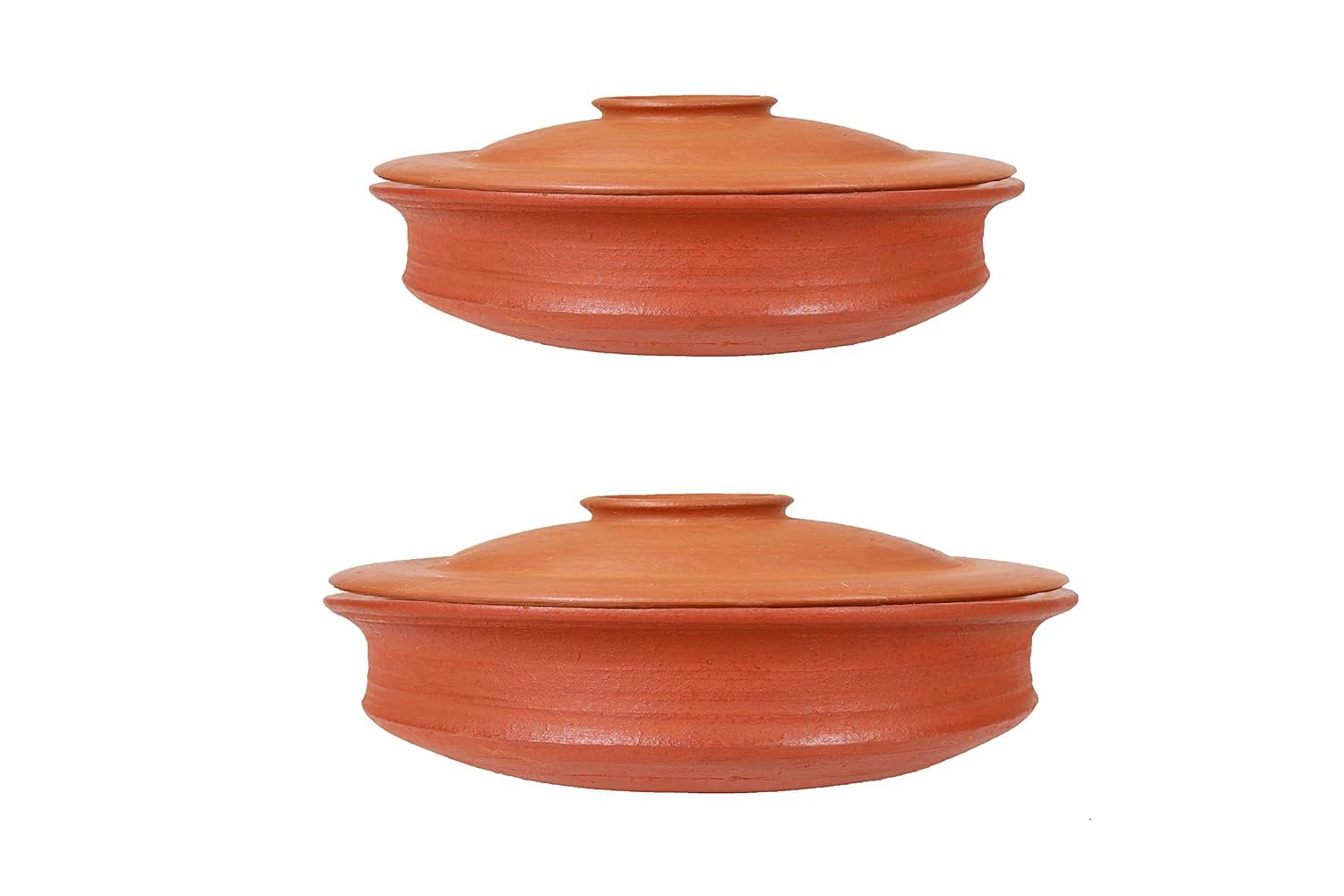 Hand Made Earthen Pottery Red With Lid Combo Of 1 & 3 Liters | Clay ...
