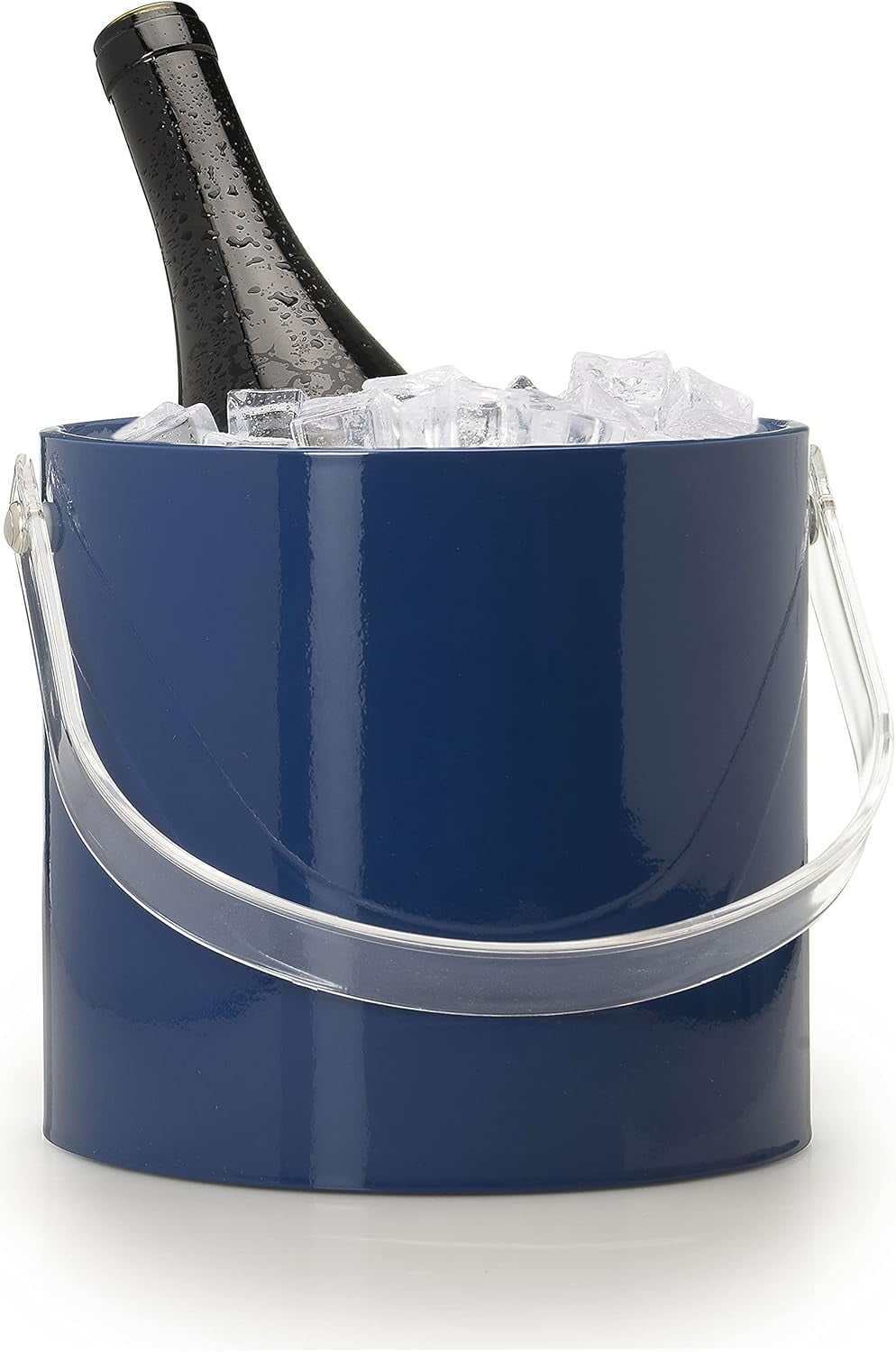 Hand Made In Blue Double Walled 3-Quart Insulated Ice Bucket With Clear ...