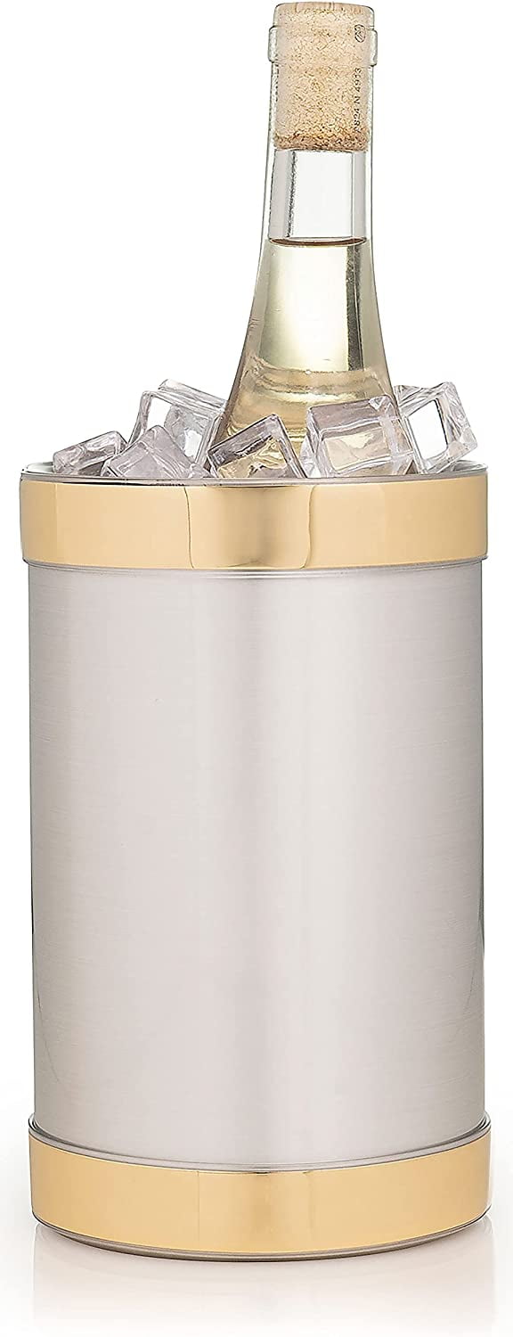 Hand Made In USA Double Walled Insulated Wine Chiller (Silver With Gold ...