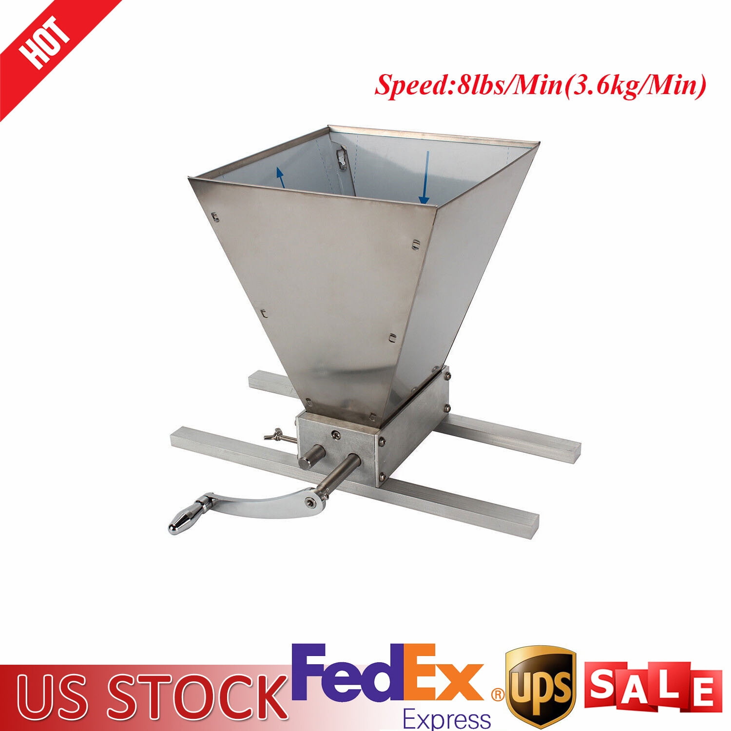 Hand Malt Mill Crusher Barley Wet Dry Grain Grinder 2 Roller Anti ...