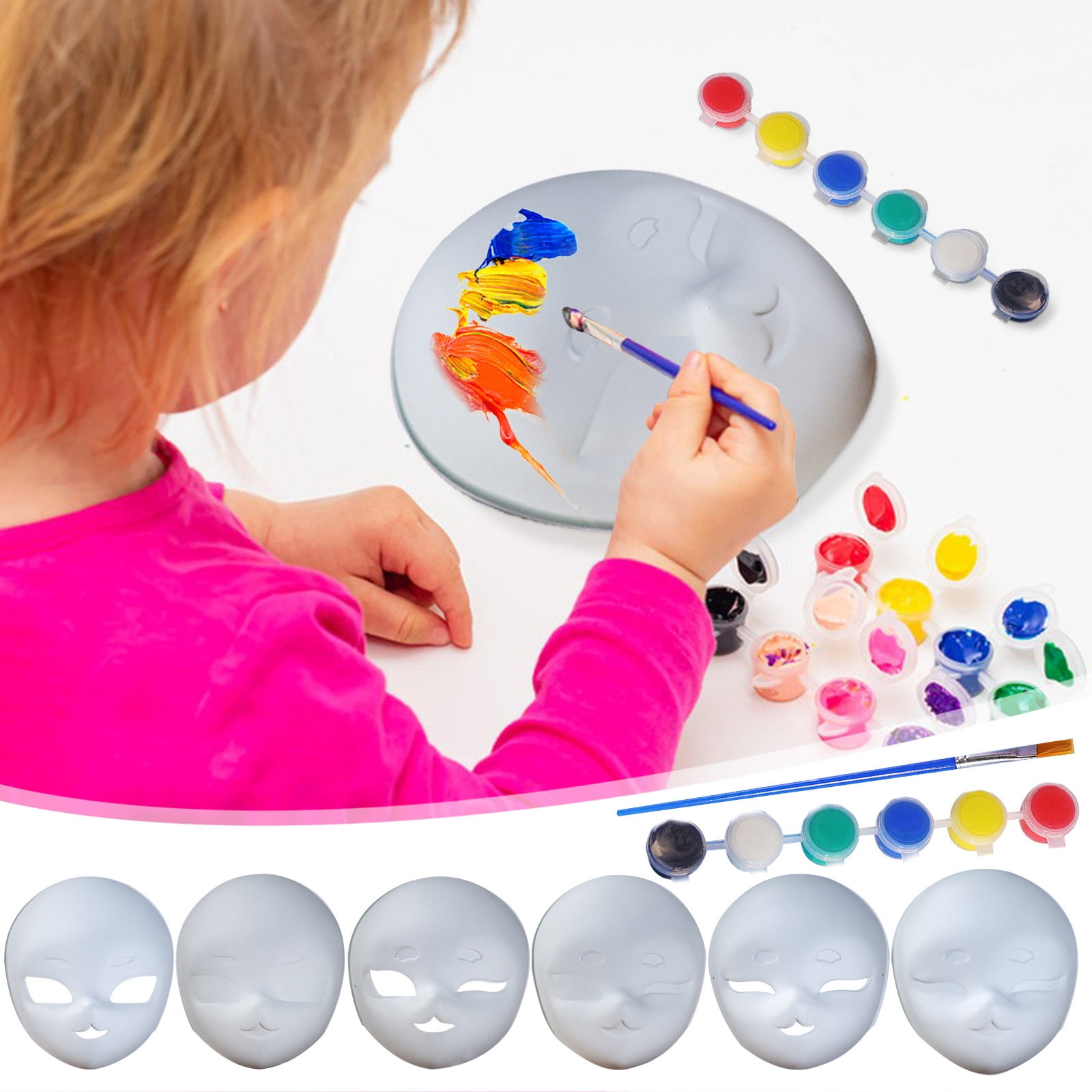 Hand Masquerade Blank Paintable PVC Mask, White Frosted Embryo Face for ...