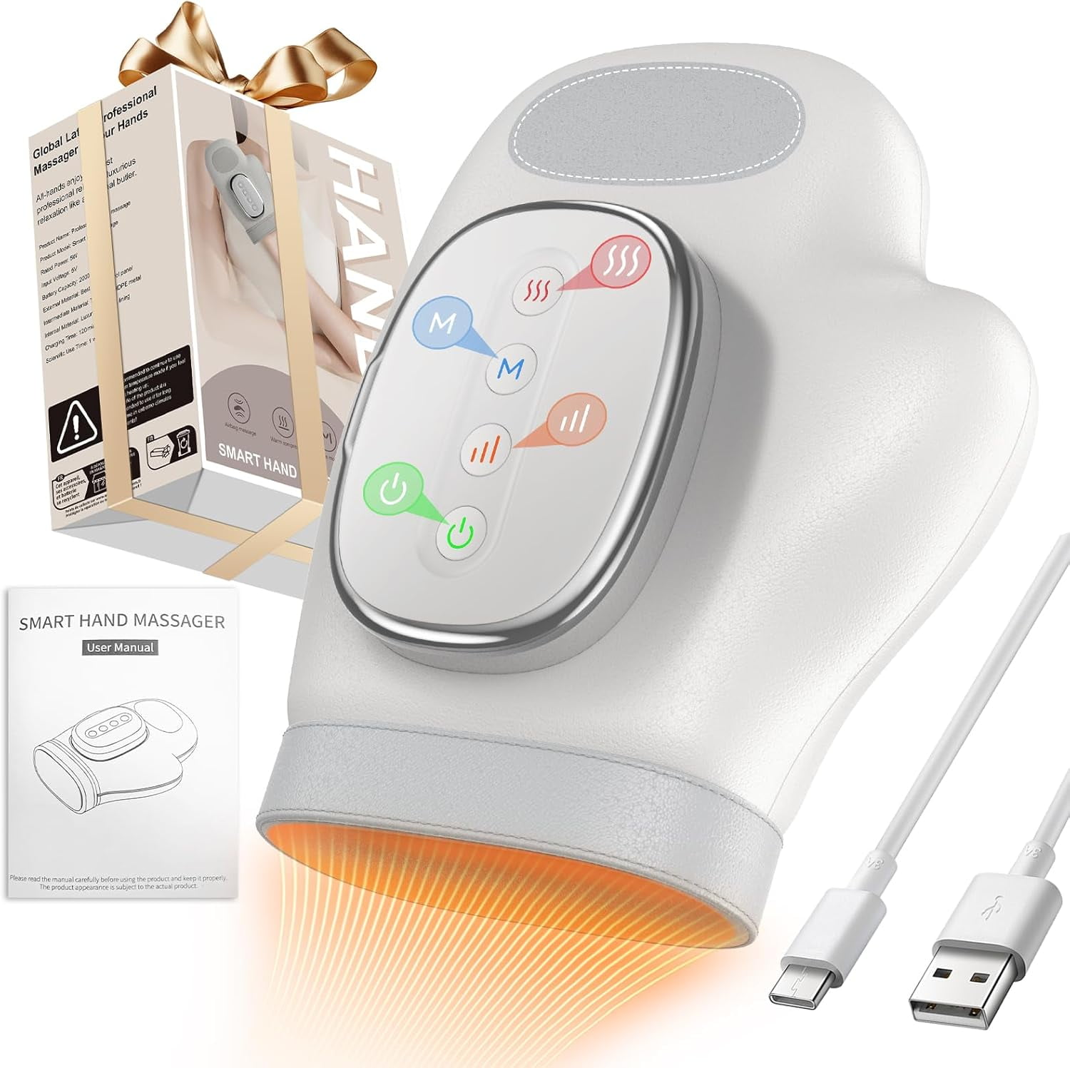 Hand Massager with Heat and Compression, 3 Massage Modes & 4 ...