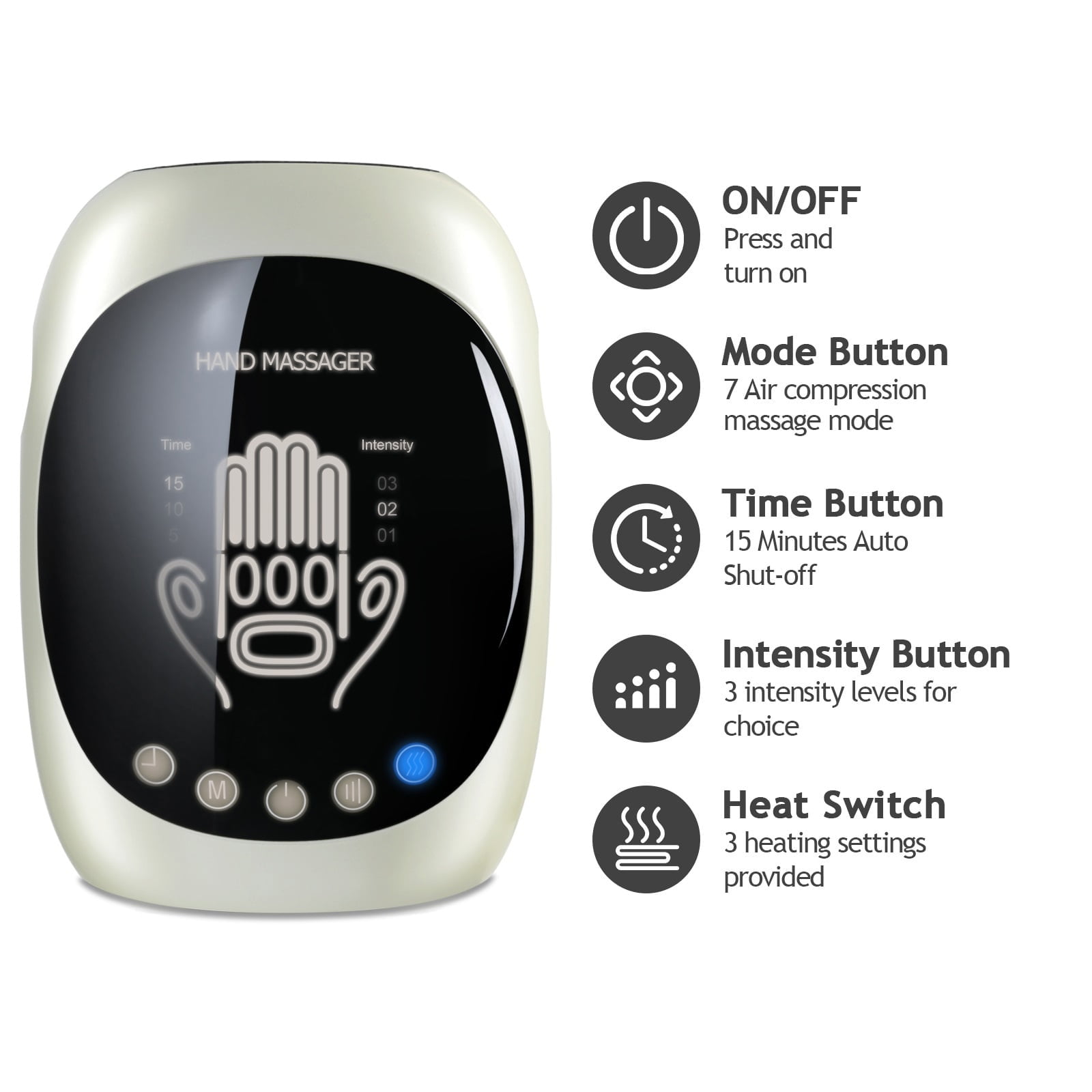 Hand Massager with Heat and Compression, Wireless Touch Hand Massager ...