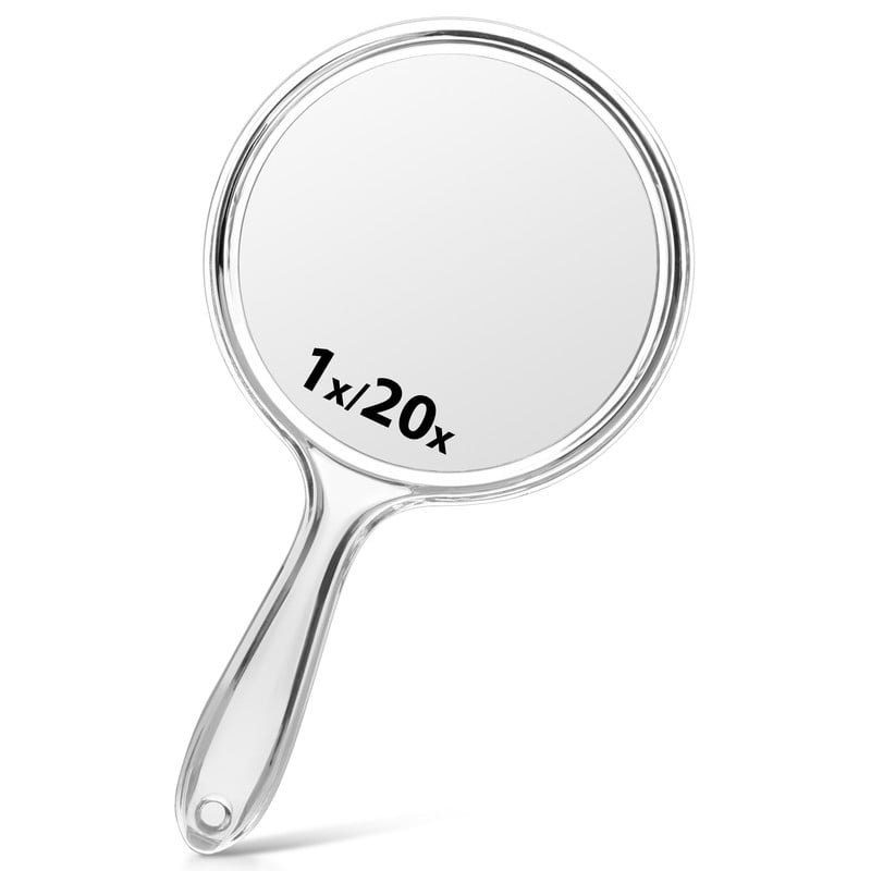 OMIRO 10.5'' x 5.7'' Round Handheld Face Mirror with Handle, Double ...