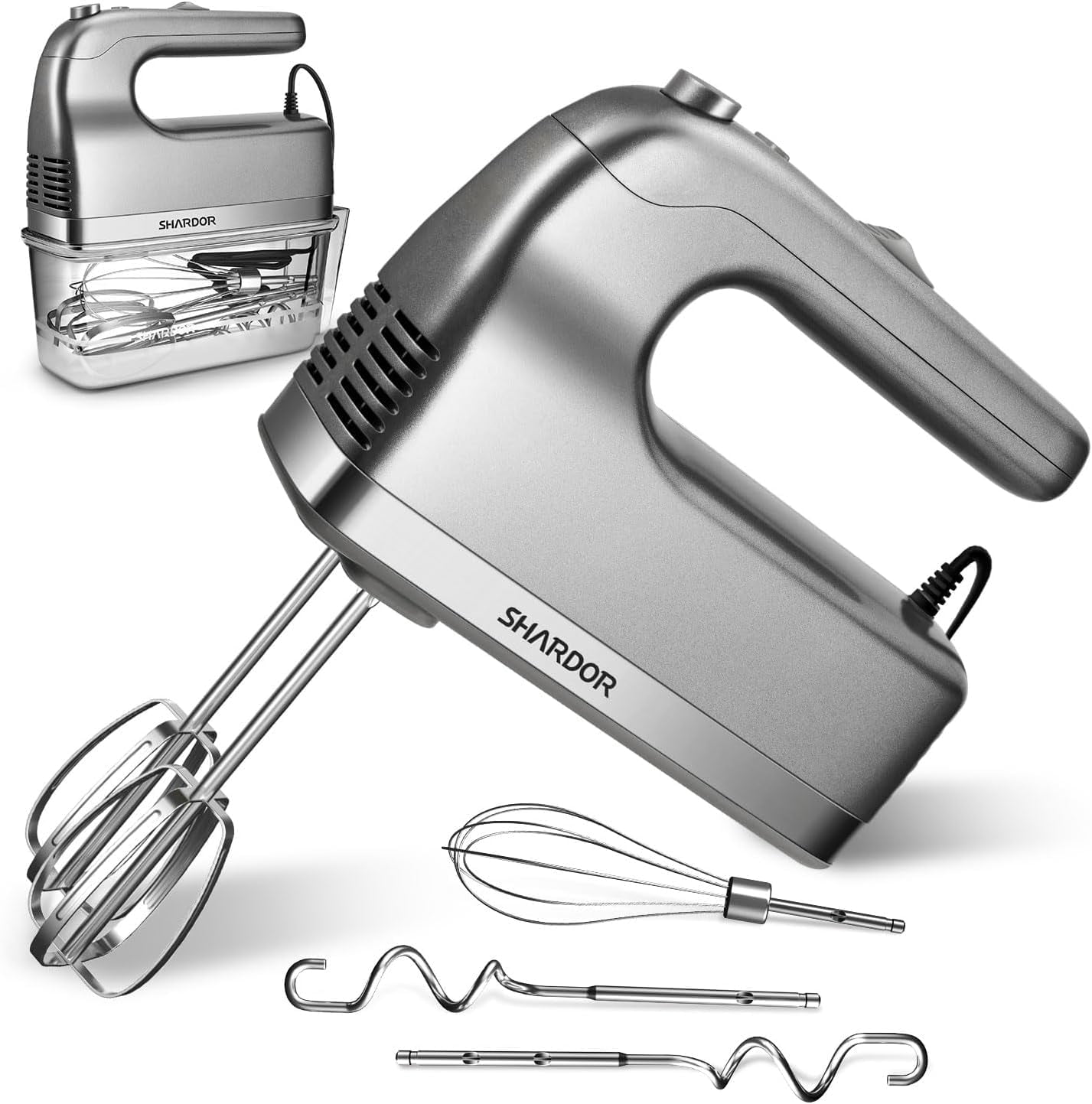 Hand Mixer, 450W Handheld Mixer with Storage Case 5-Speed Plus Turbo ...
