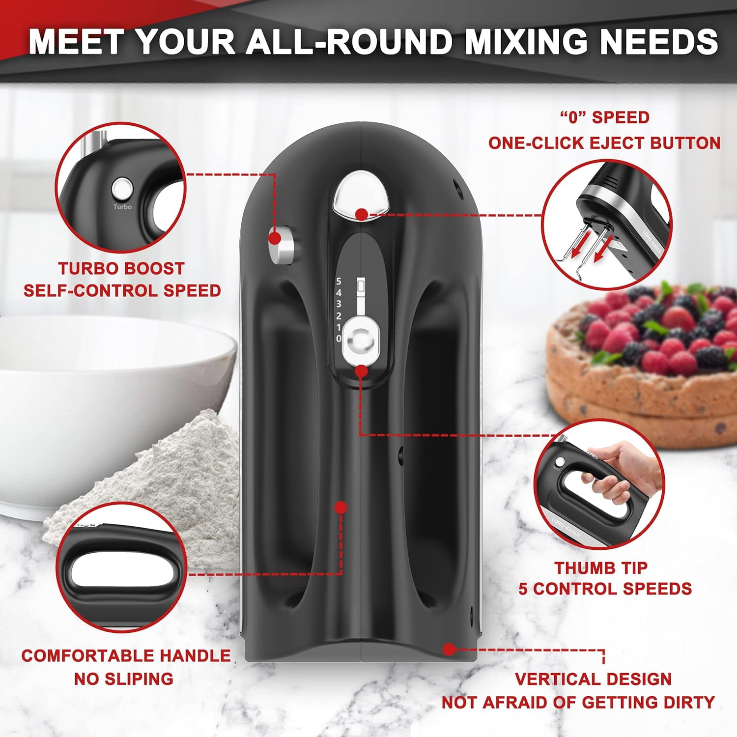 Hand Mixer Electric 400W, 5 Speed handheld Mixer, 5 Stainless Steel ...