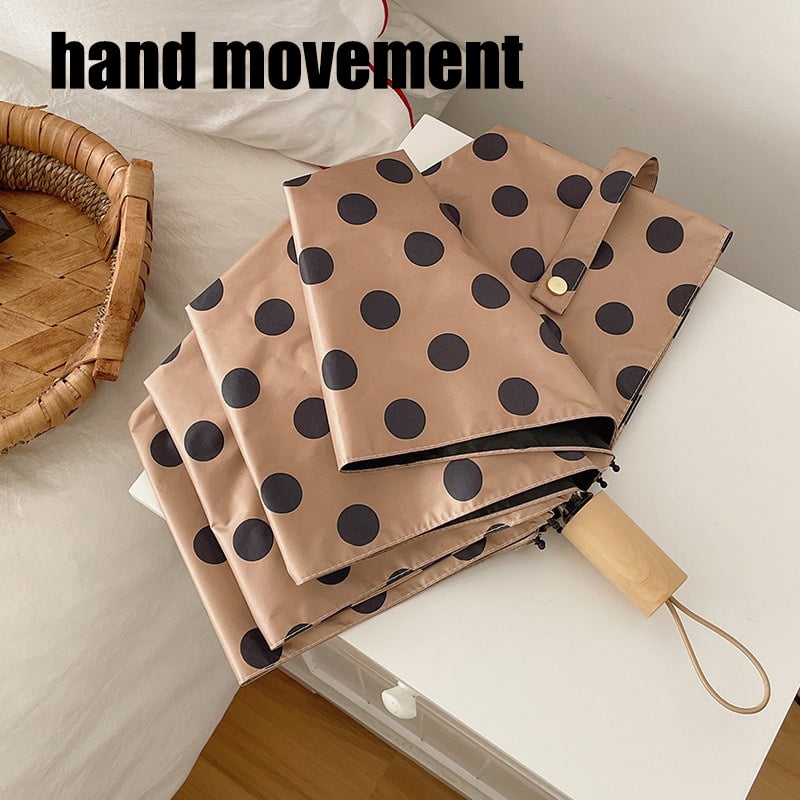 Hand Movement Retro Dot Folding Umbrella With Sun Protection and UV ...