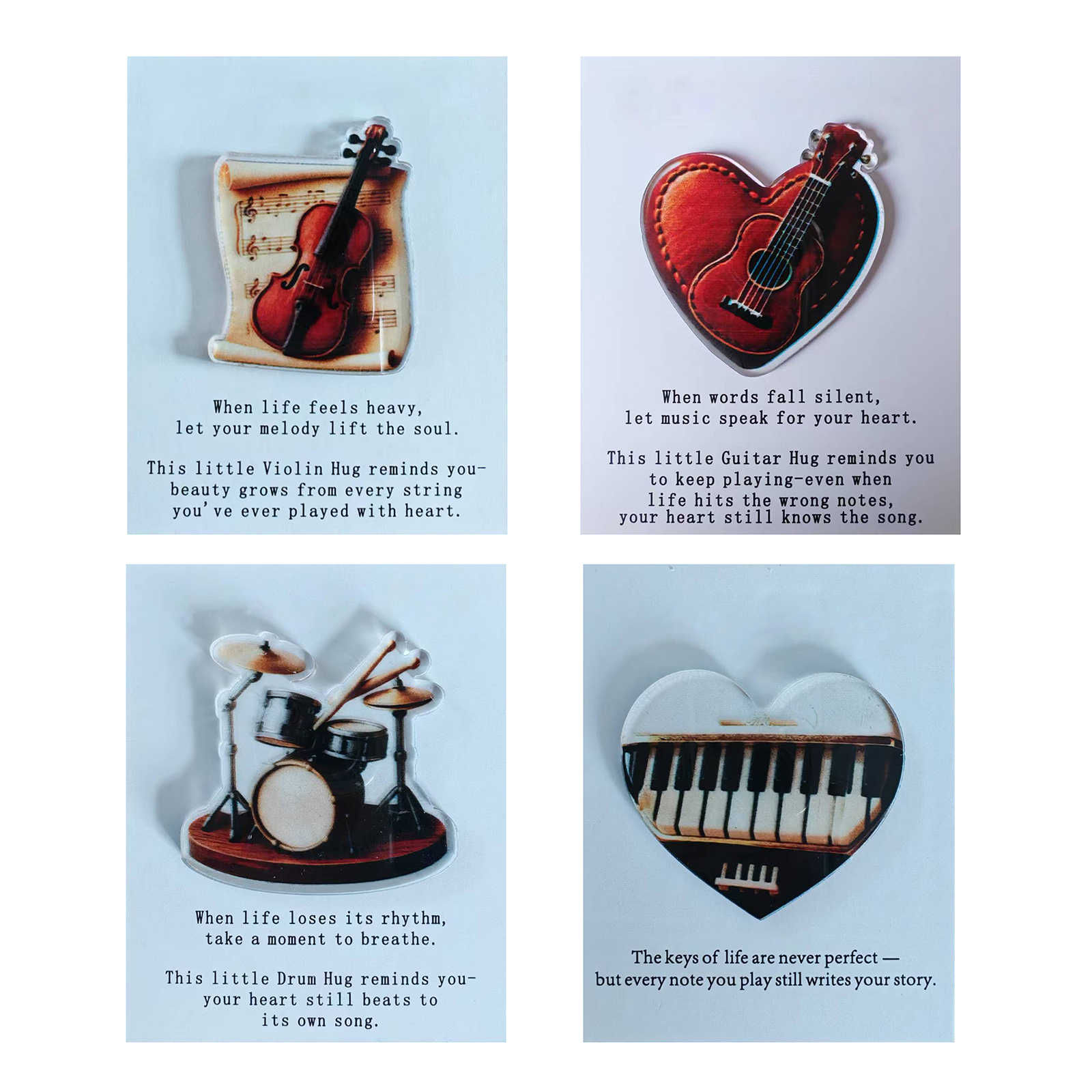 Hand Music Hug Collection Heart-Shaped Ornaments, 2D Acrylic Musical ...