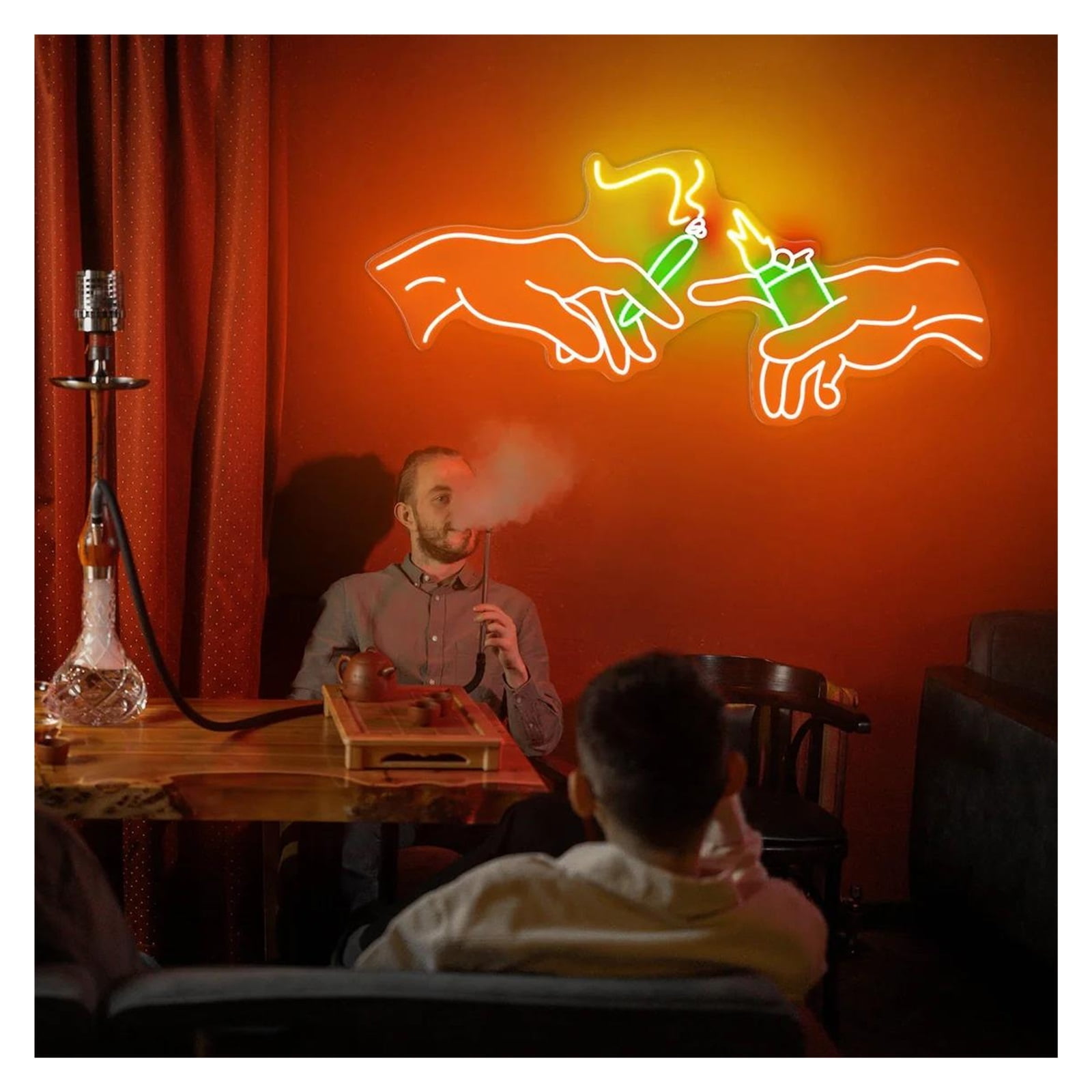 Hand Neon Sign USB Powered, Light A Cigarette Neon Lights For Club ...