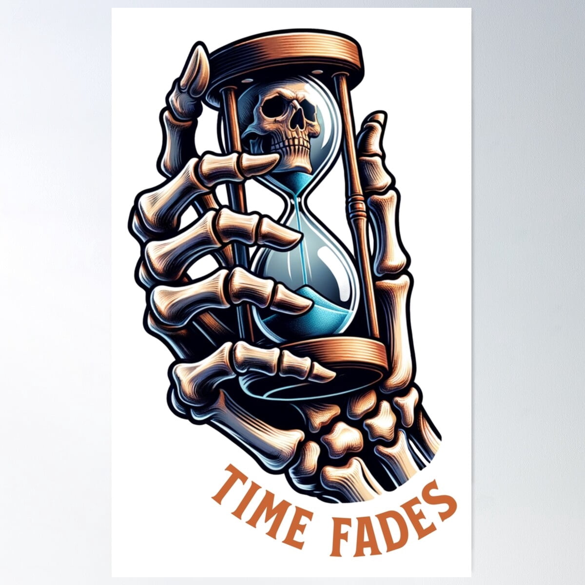 Hand Of Skeleton Holding An Hourglass. Poster Wall Art, Modern Wall ...