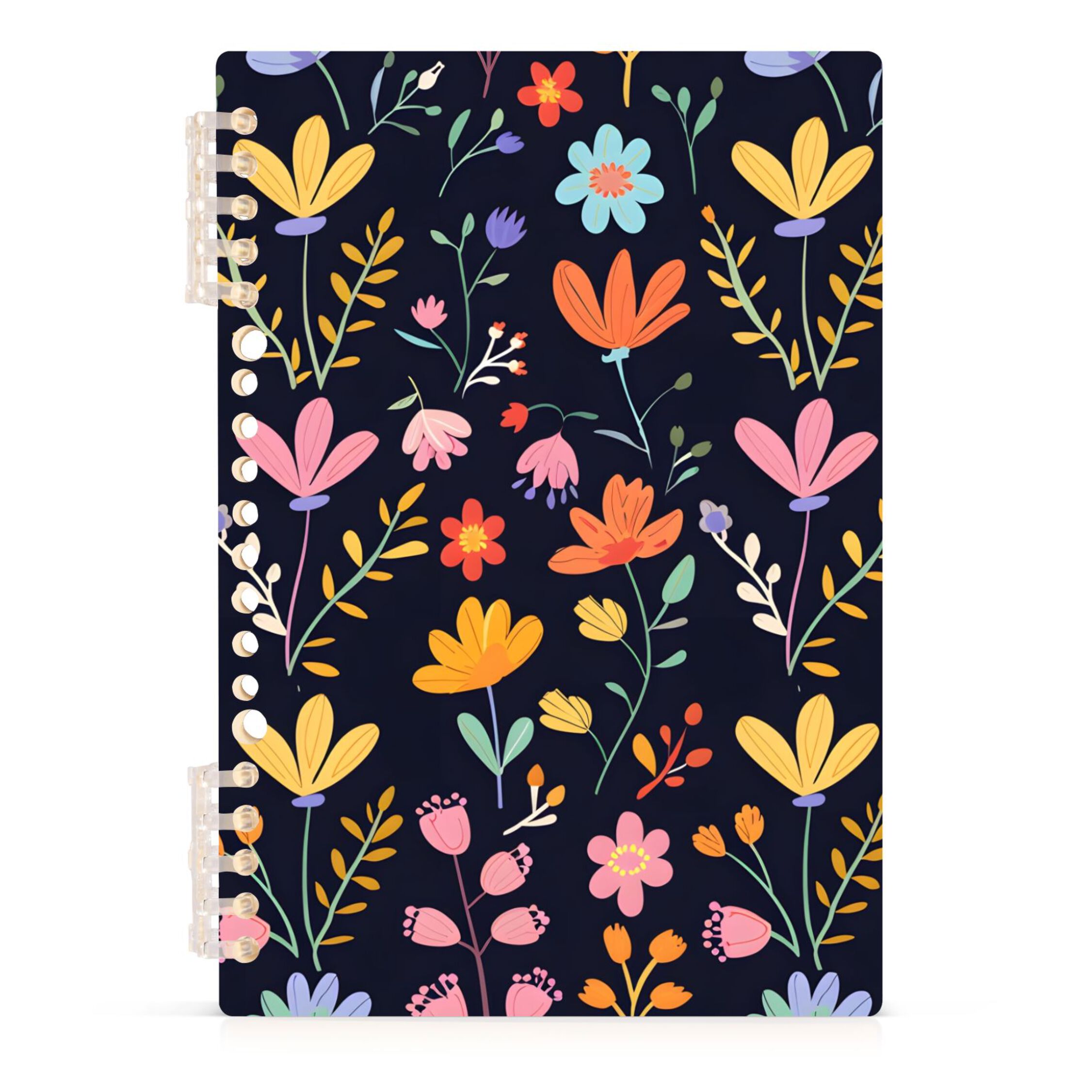 Hand Paint Colorful Floral Flower Spiral Notebooks 60 Sheets 120 Pages ...