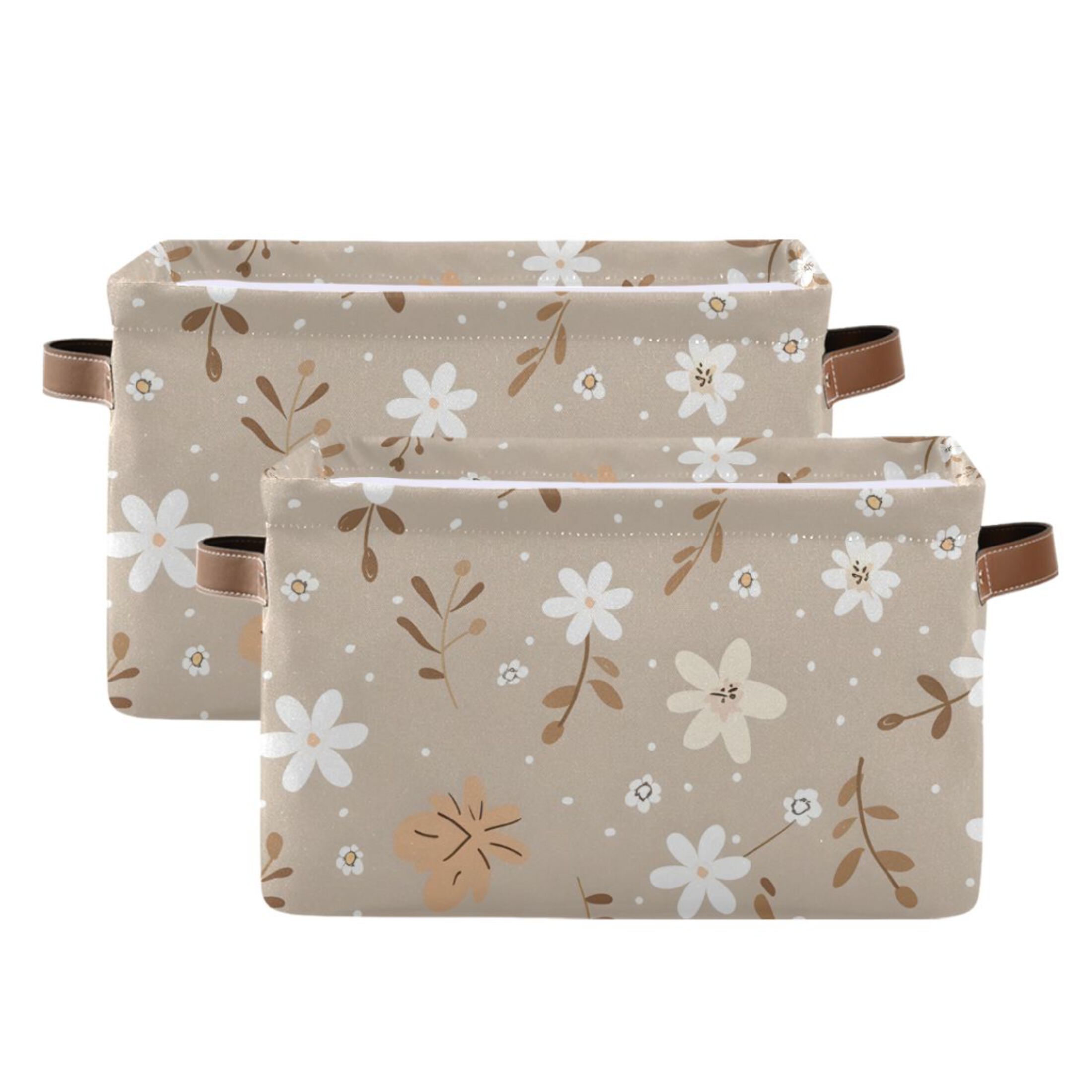 Hand Paint Floral Storage Basket Large Foldable Storage Bin Laundry ...