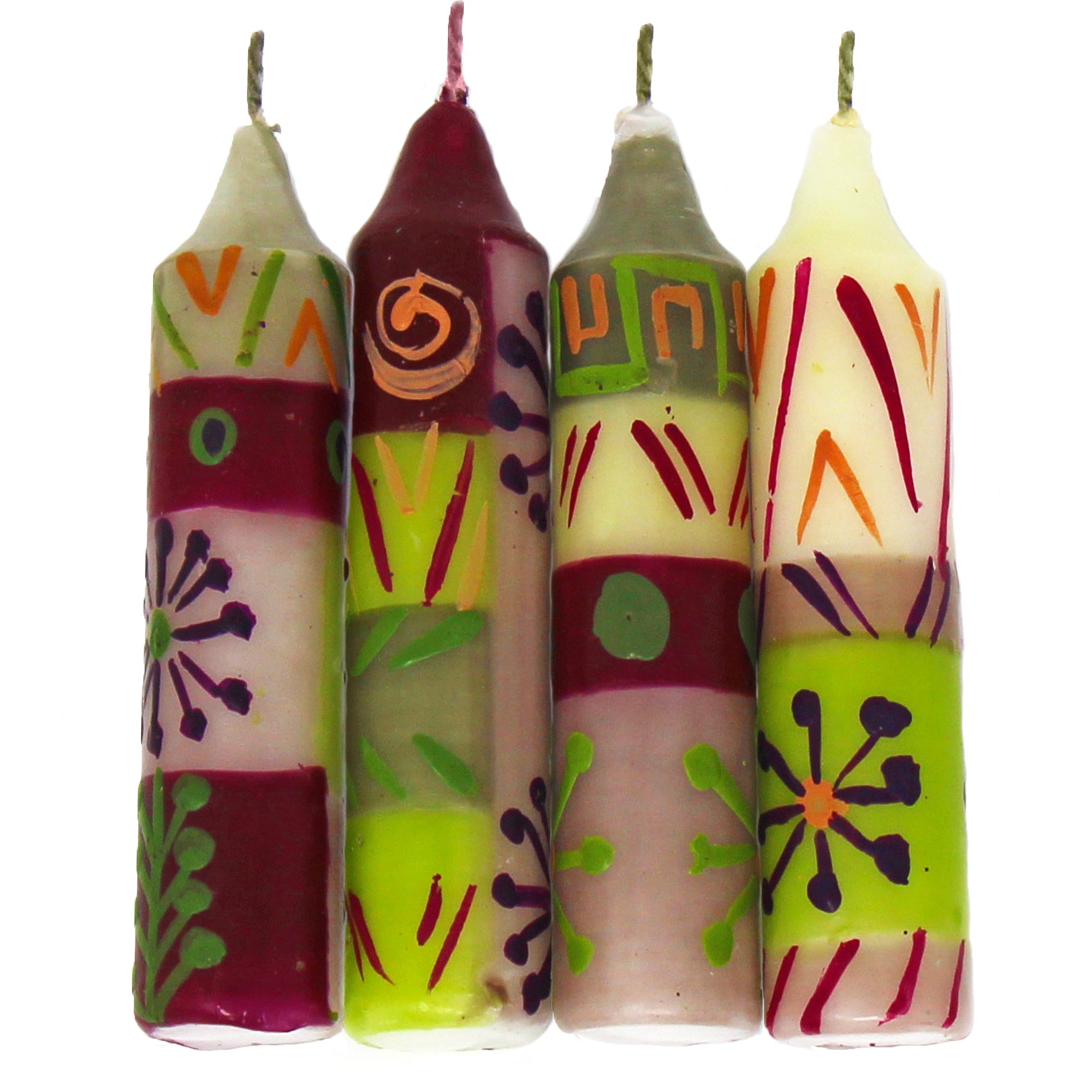 Hand-Painted 4" Dinner or Shabbat Candles, Set of 4 (Kileo Design ...