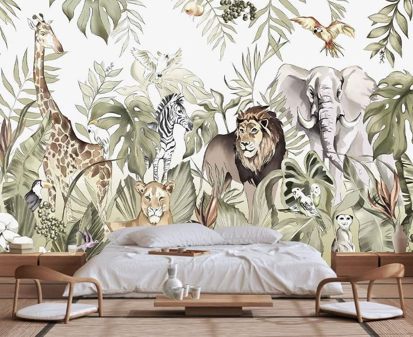 Hand-Painted Beautiful Wall Mural Pattern of Tropical Plants and ...