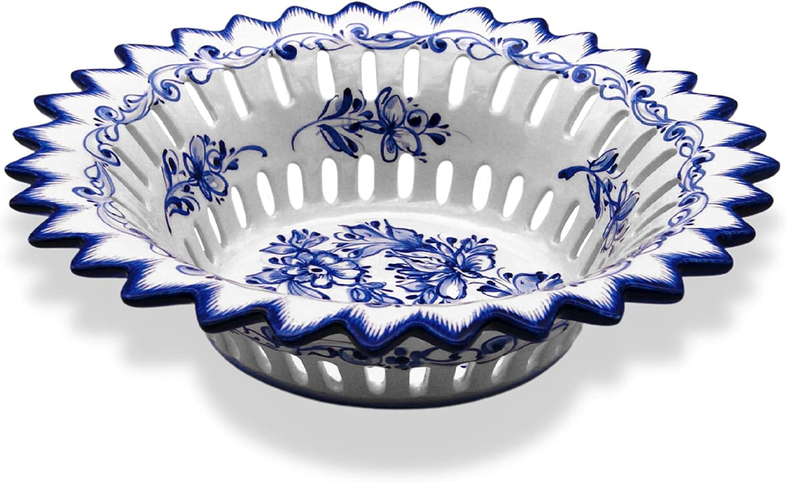 Hand Painted Blue and White Portuguese Pottery Alcobaça Ceramic Fruit ...